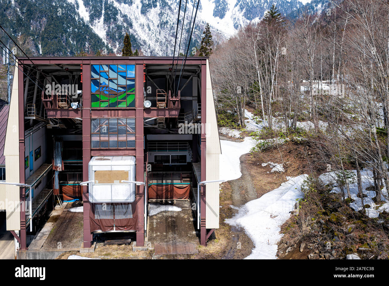 Takayama, Japan - April 8, 2019: Mountain in Okuhida villages ...