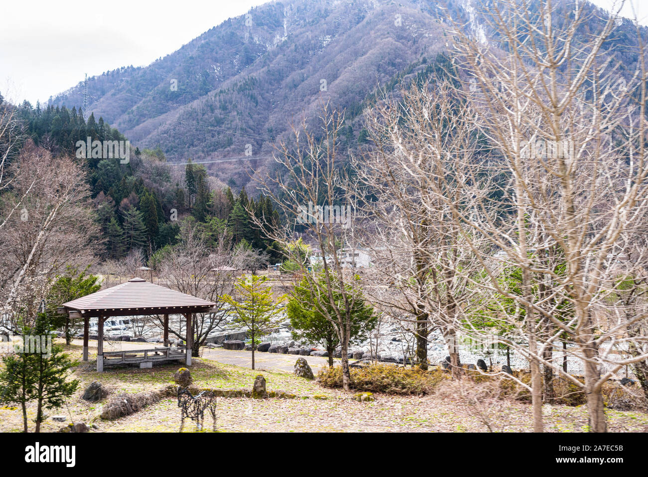 Takayama, Japan - April 8, 2019: Gifu Prefecture and onsen resort town ...