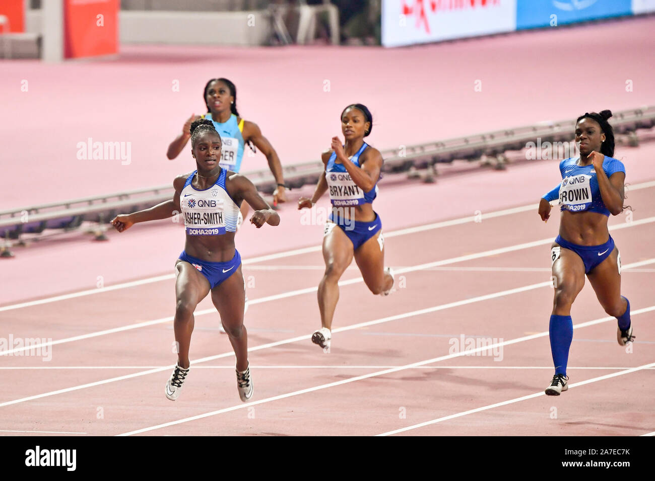 Dina Asher-Smith (Great Britain, Gold). Brittany Brown (USA, Silver ...