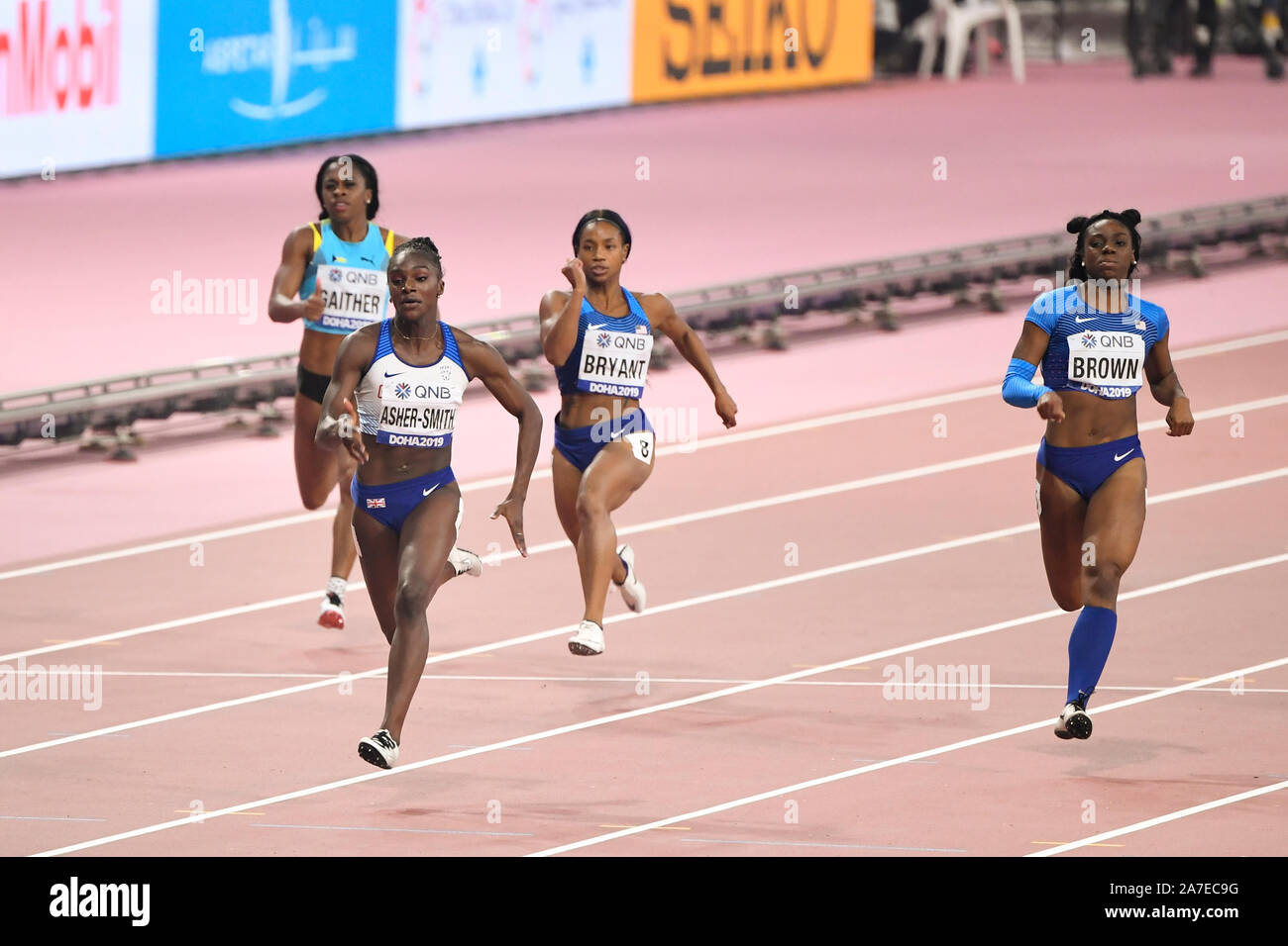 Dina Asher-Smith (Great Britain, Gold). Brittany Brown (USA, Silver ...