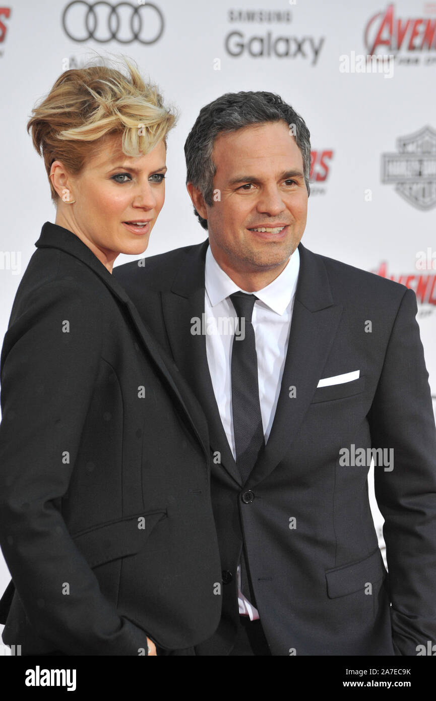 LOS ANGELES, CA - APRIL 13, 2015: Mark Ruffalo & wife Sunrise Coigney ...
