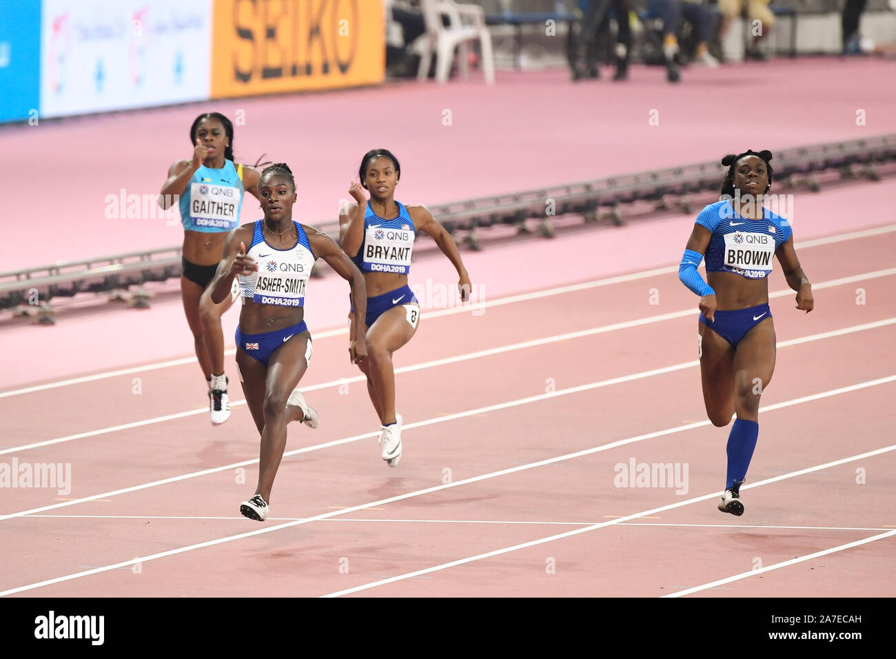 Dina Asher-Smith (Great Britain, Gold). Brittany Brown (USA, Silver ...