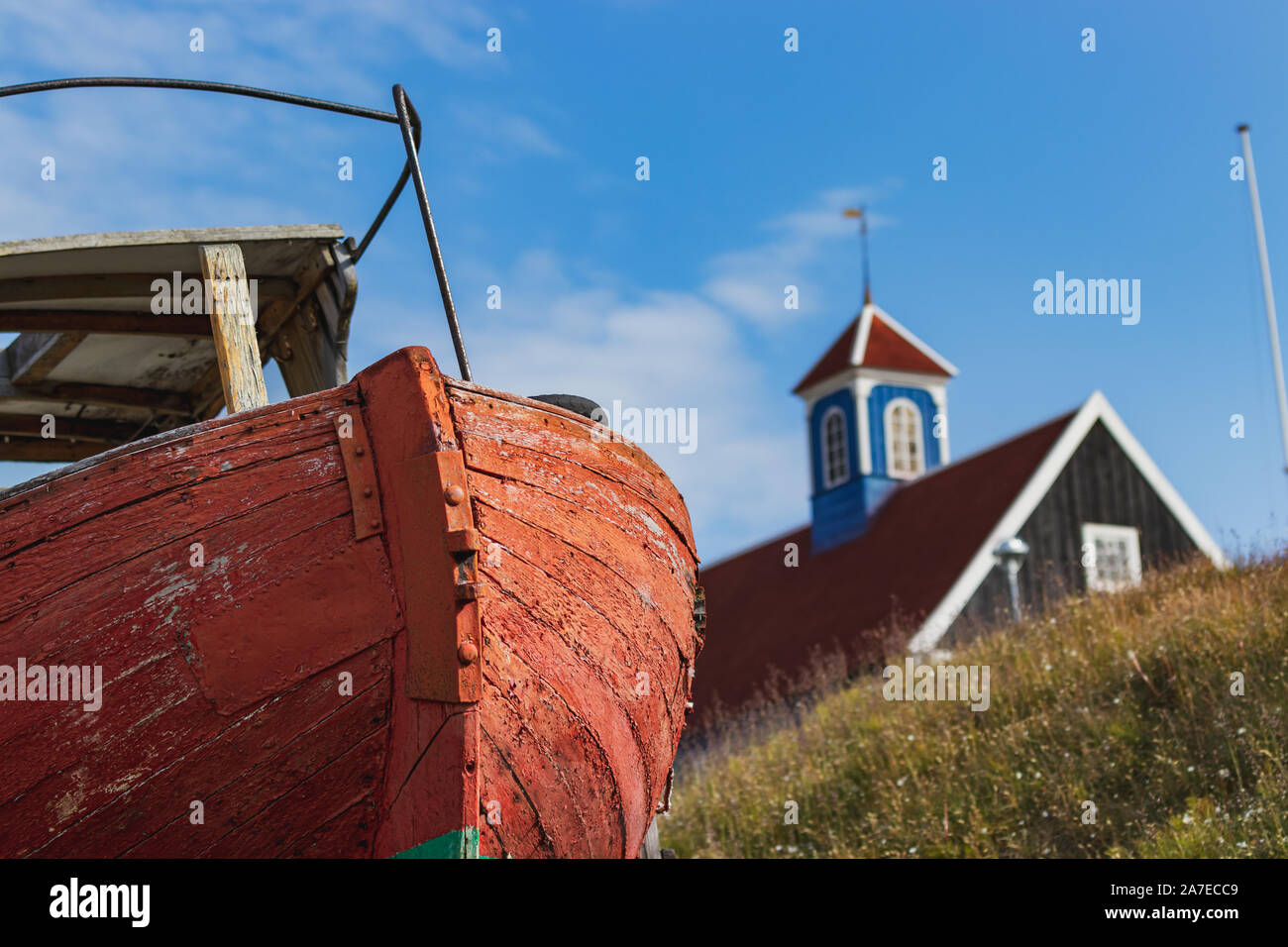 Detail of a fishing wooden boats in Sisimiut, Greenland Stock Photo - Alamy