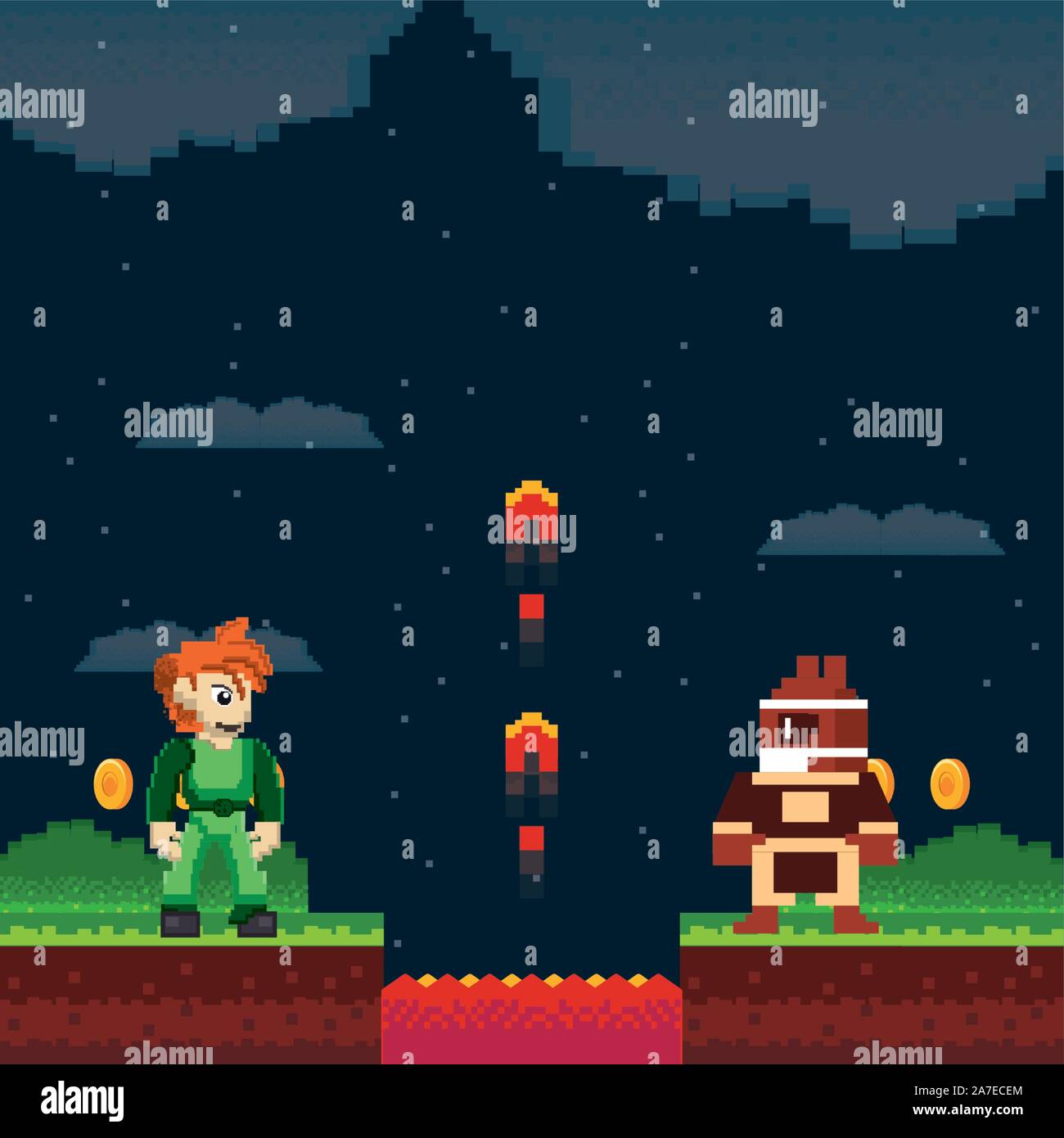 video game warriors in pixelated scene Stock Vector Image & Art - Alamy