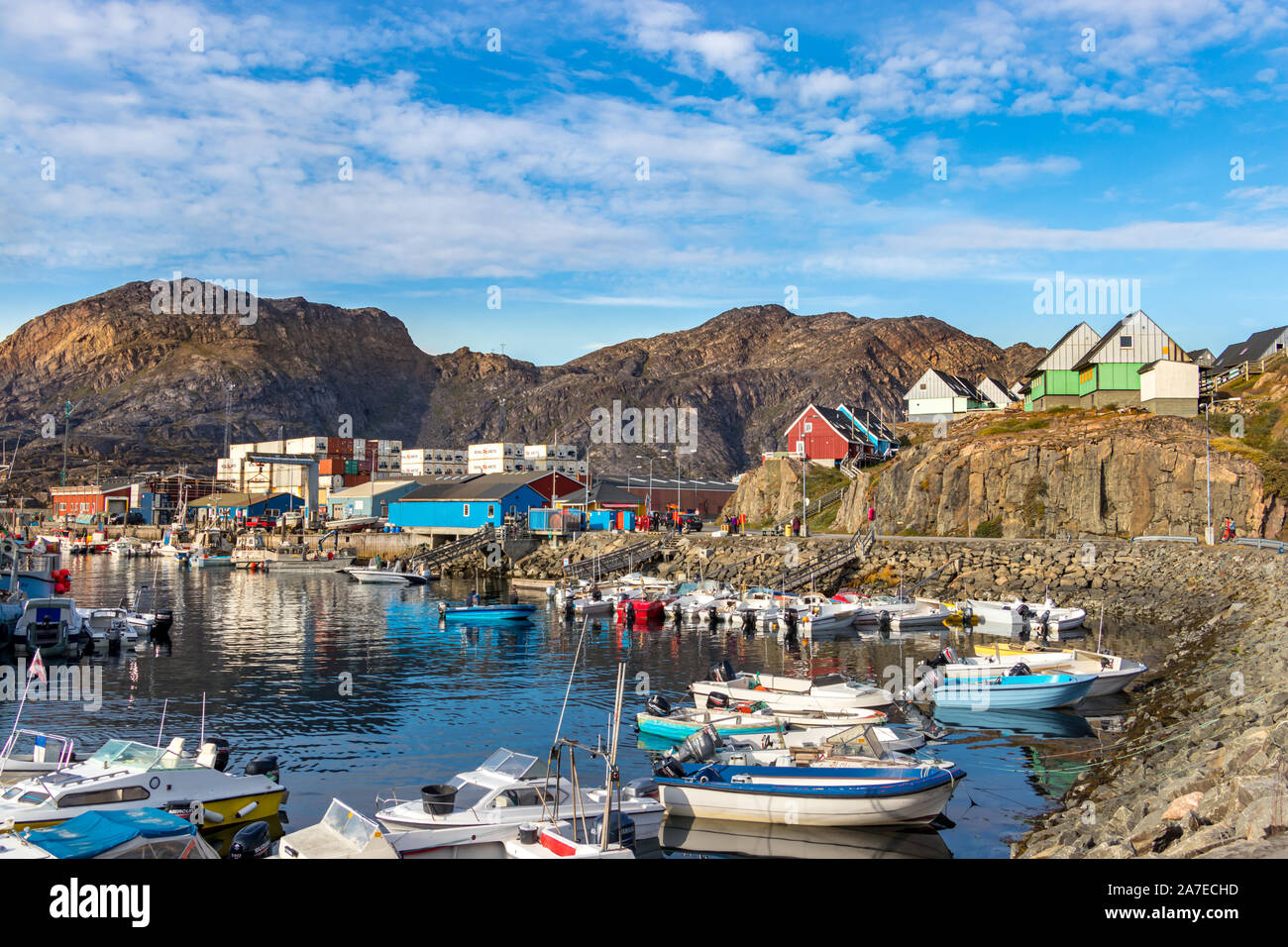 Waterfront and harbour of Sisimiut, Greenland Stock Photo - Alamy