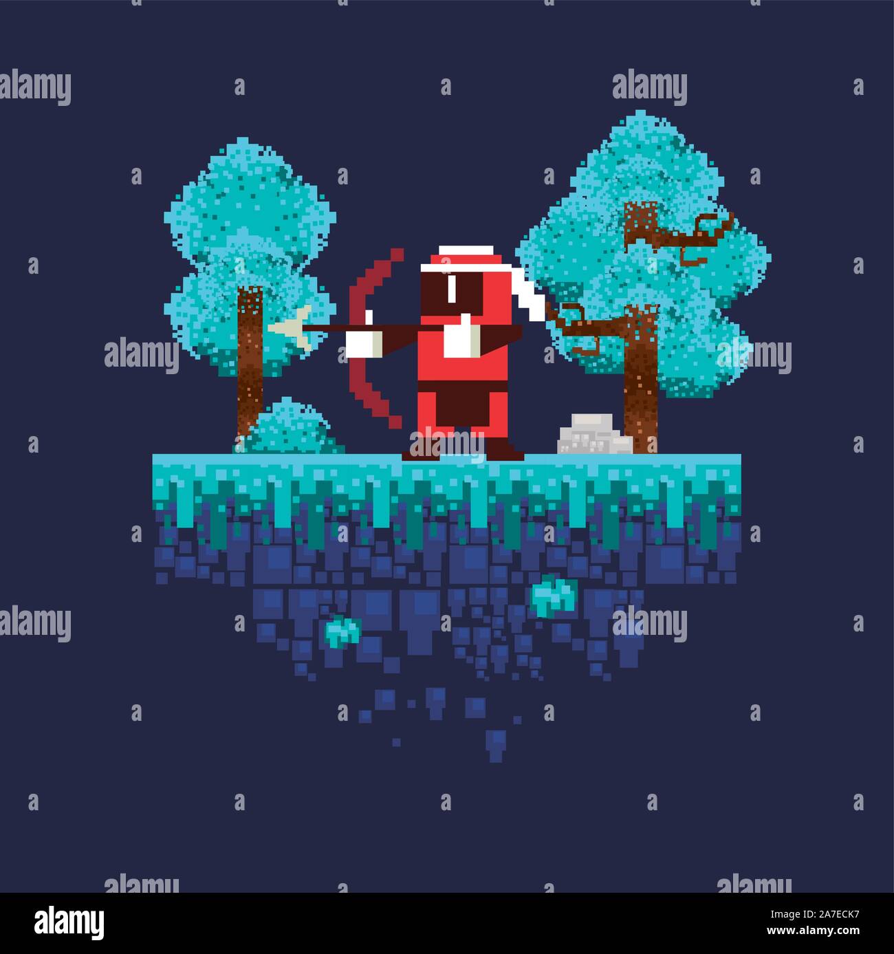 video game archery warrior in pixelated scene Stock Vector Image & Art ...