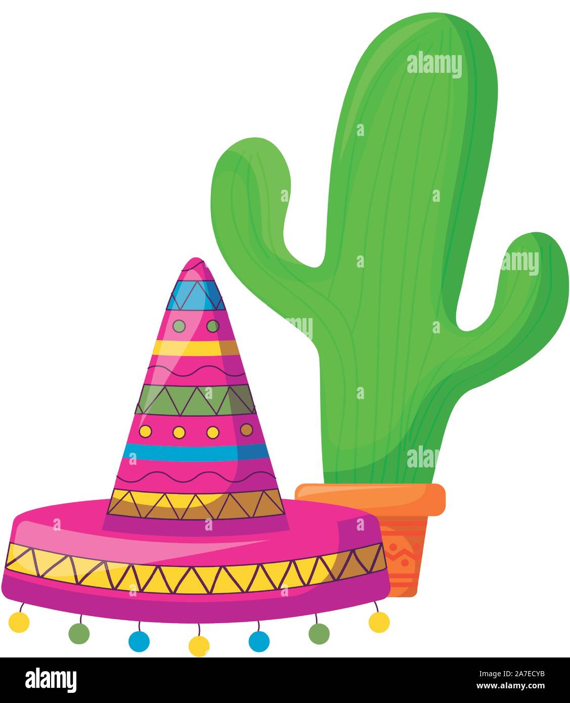 cactus with hat mexican traditional vector illustration design Stock ...