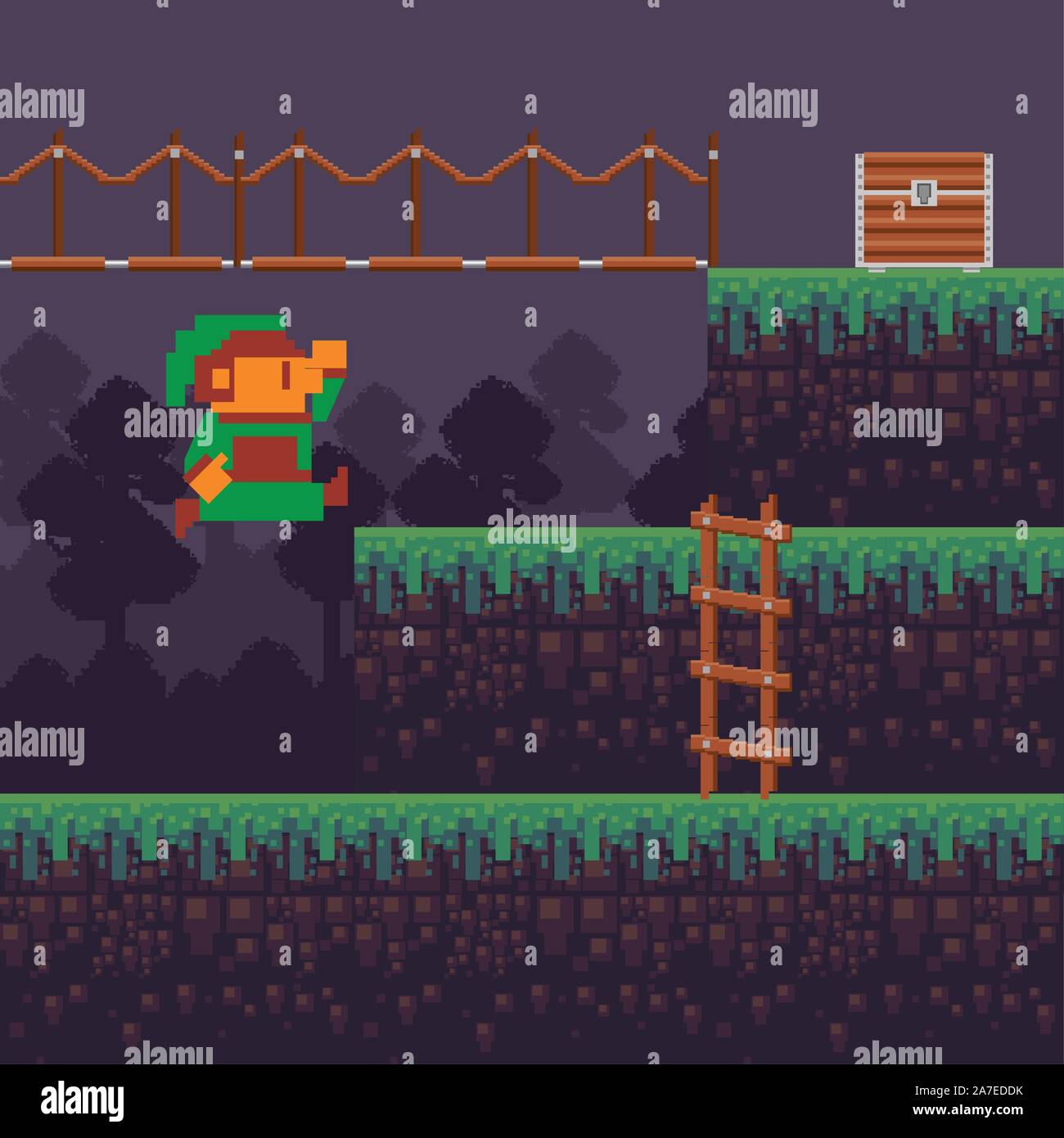 video game little elf in pixelated scene Stock Vector Image & Art - Alamy