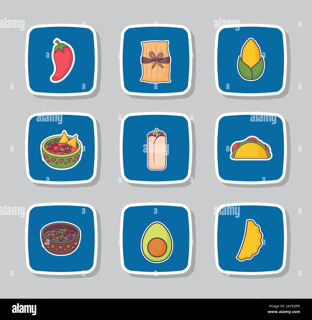 bundle mexican food with set icons vector illustration design Stock ...