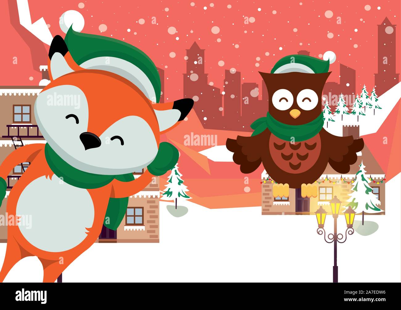 Christmas fox clipart hi-res stock photography and images - Alamy