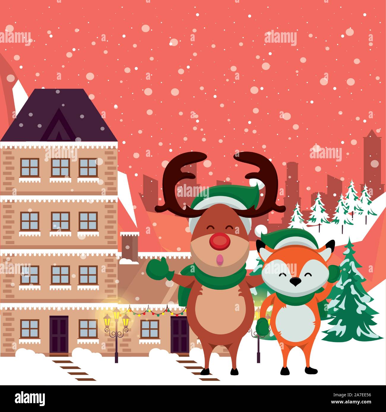 Christmas fox clipart Stock Vector Images - Alamy