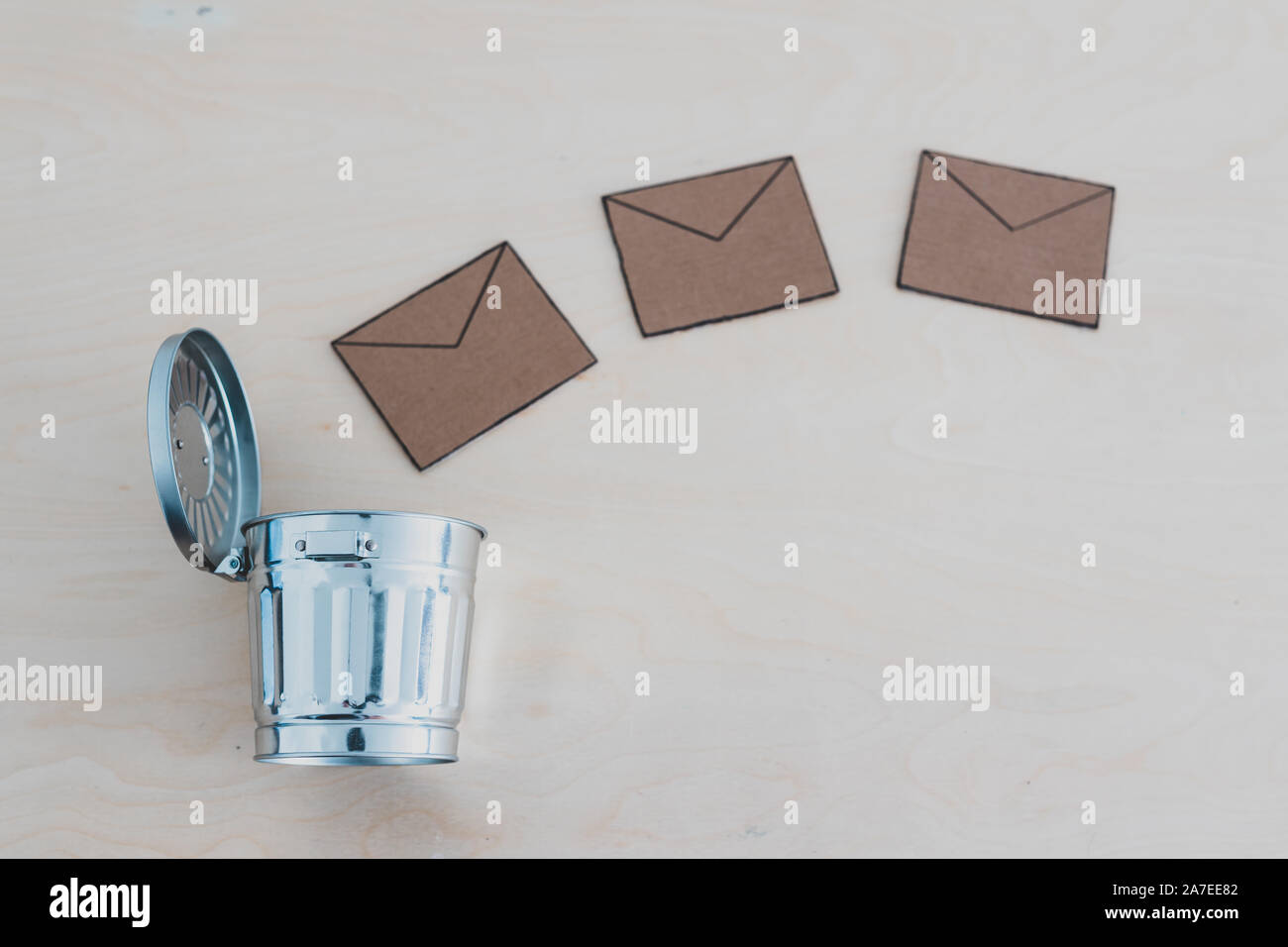 decluttering your inbox conceptual still-life, email message envelopes ...