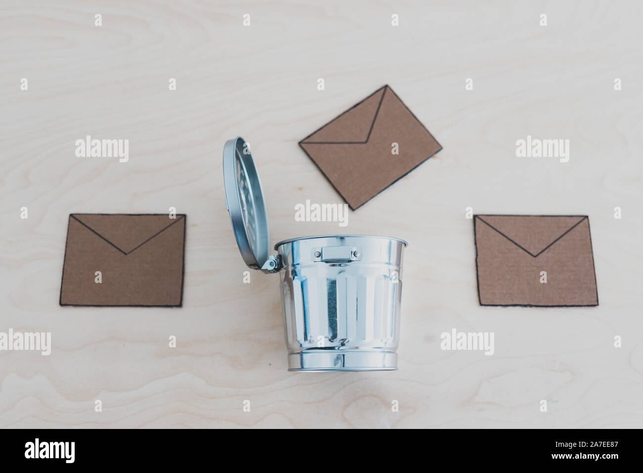 decluttering your inbox conceptual still-life, email message envelopes ...