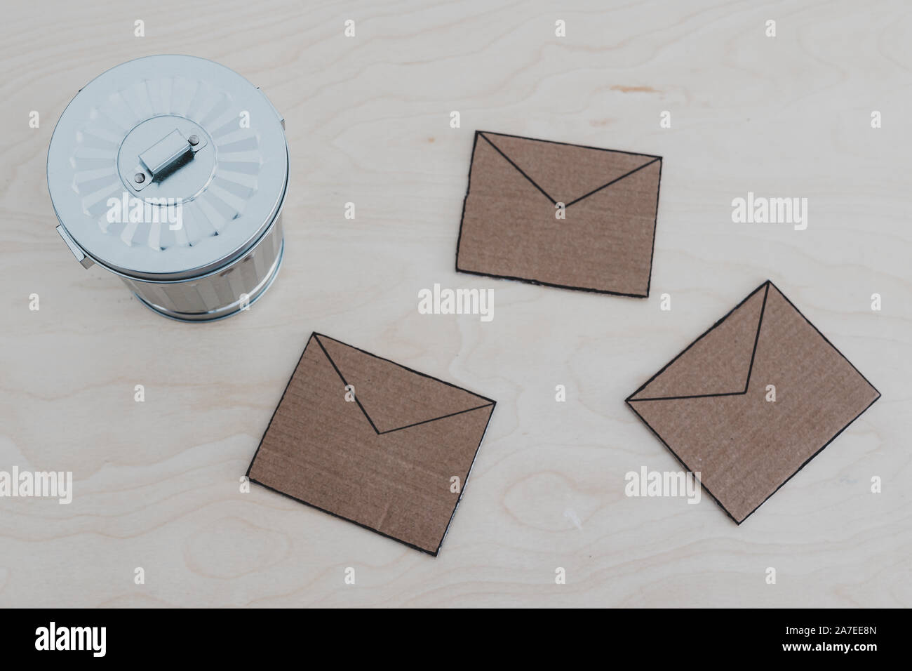 decluttering your inbox conceptual still-life, email message envelopes ...