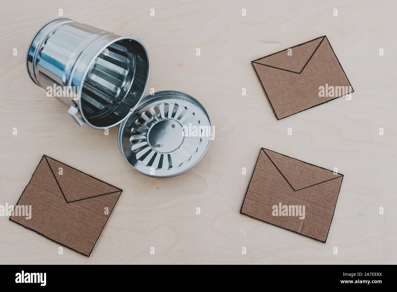 decluttering your inbox conceptual still-life, email message envelopes ...