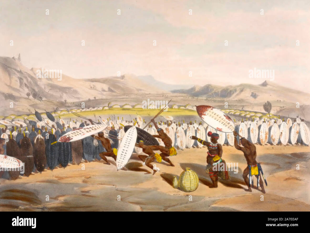 Panda reviewing his soldiers at Nonduengu, South Africa, circa 1849 ...