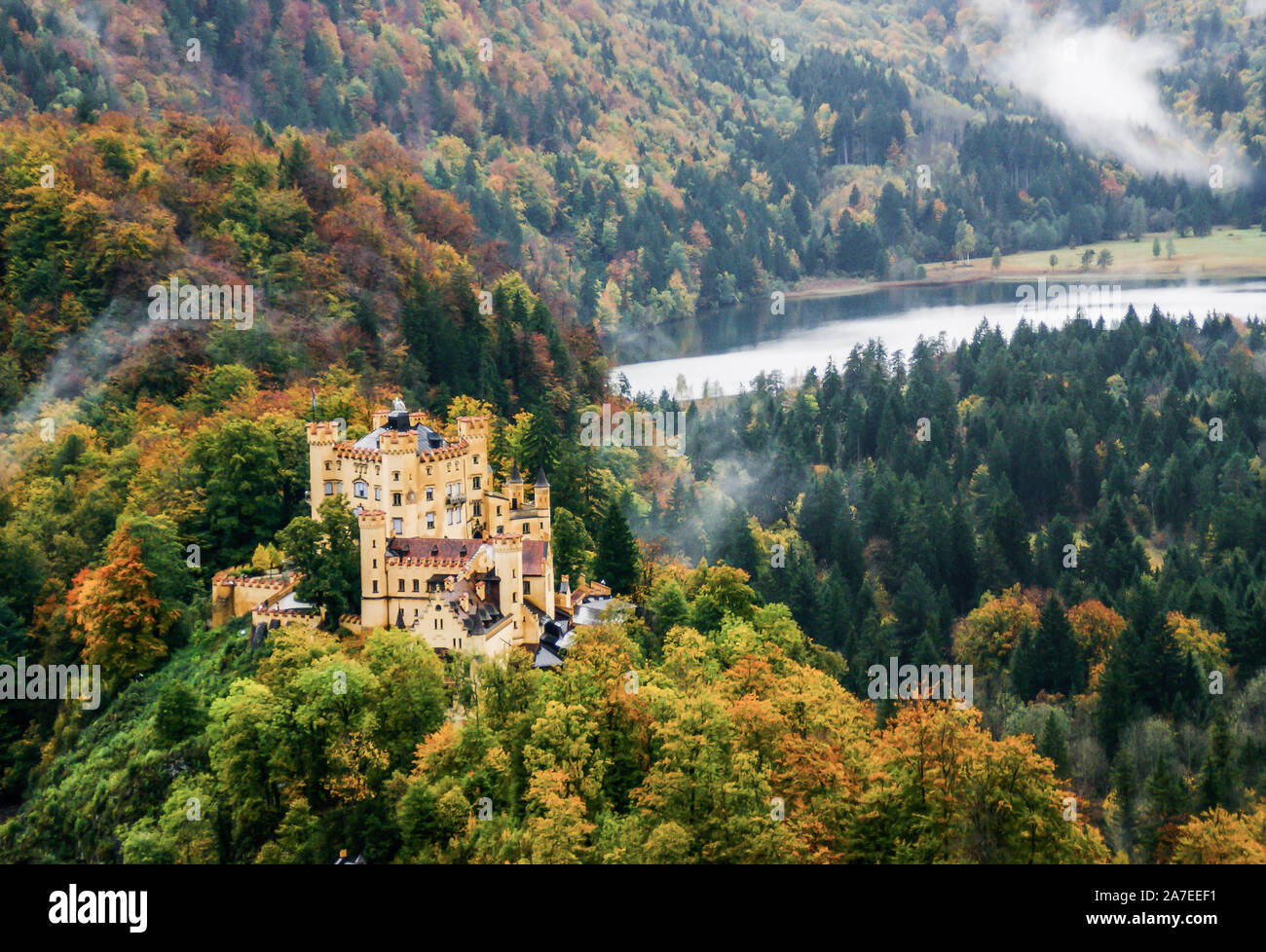 a castle surrounded by an autumn forest Stock Photo - Alamy