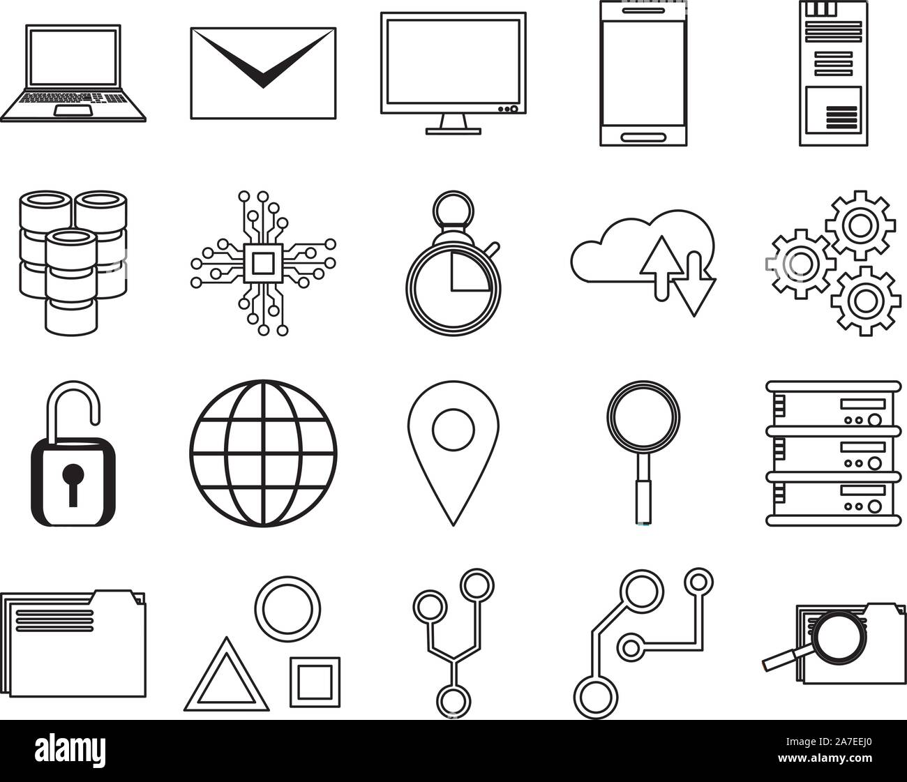bundle of data center transfer information icons Stock Vector Image ...