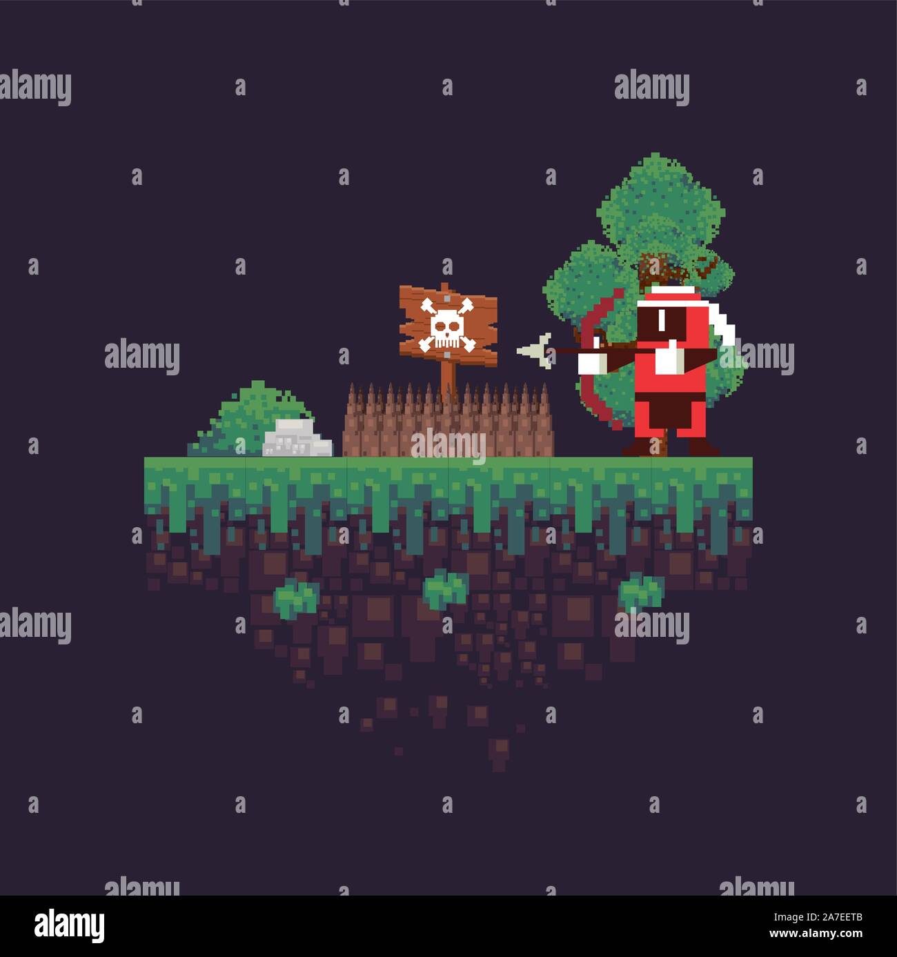 video game archery warrior in pixelated scene Stock Vector Image & Art ...