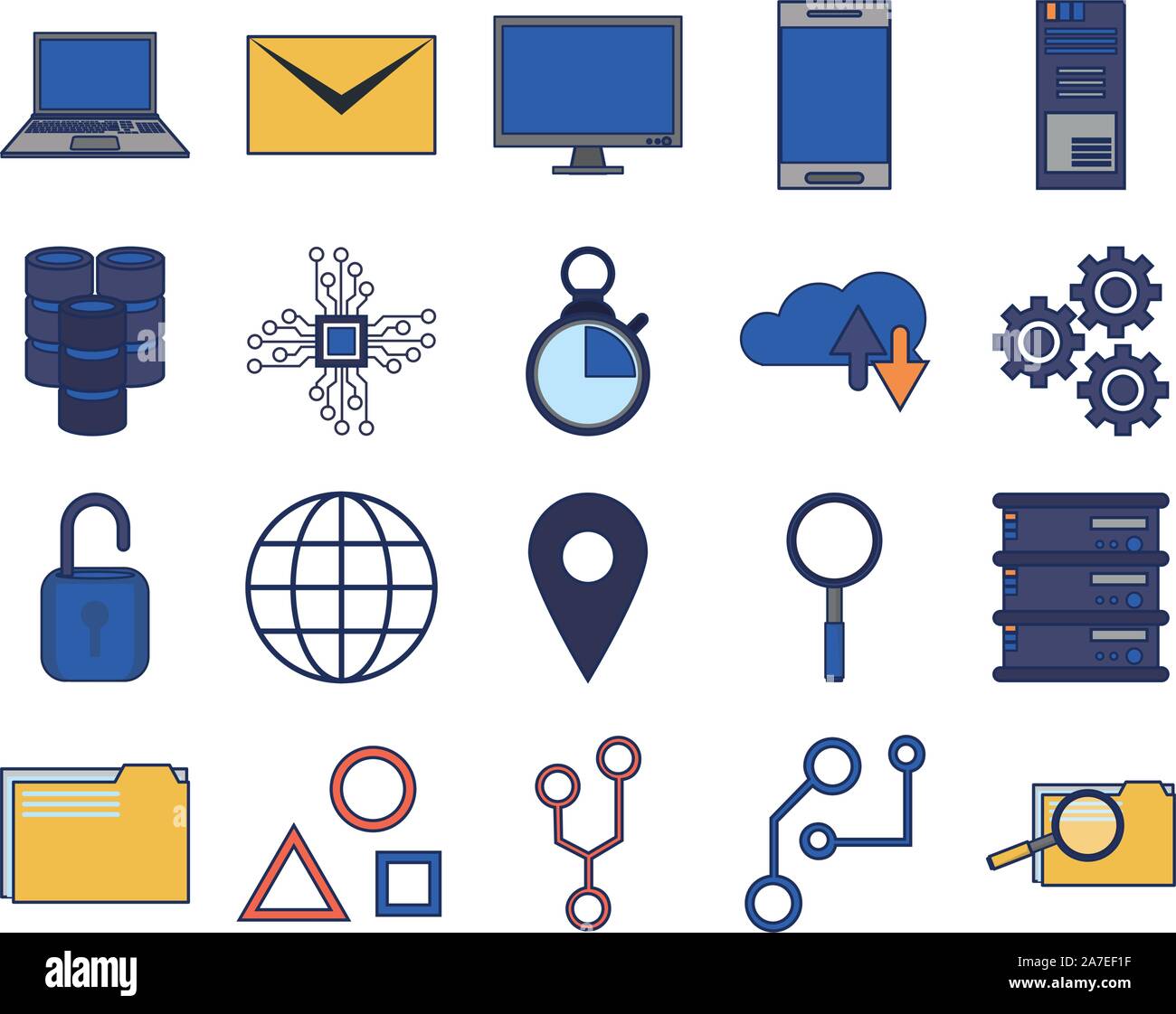 bundle of data center transfer information icons Stock Vector Image ...