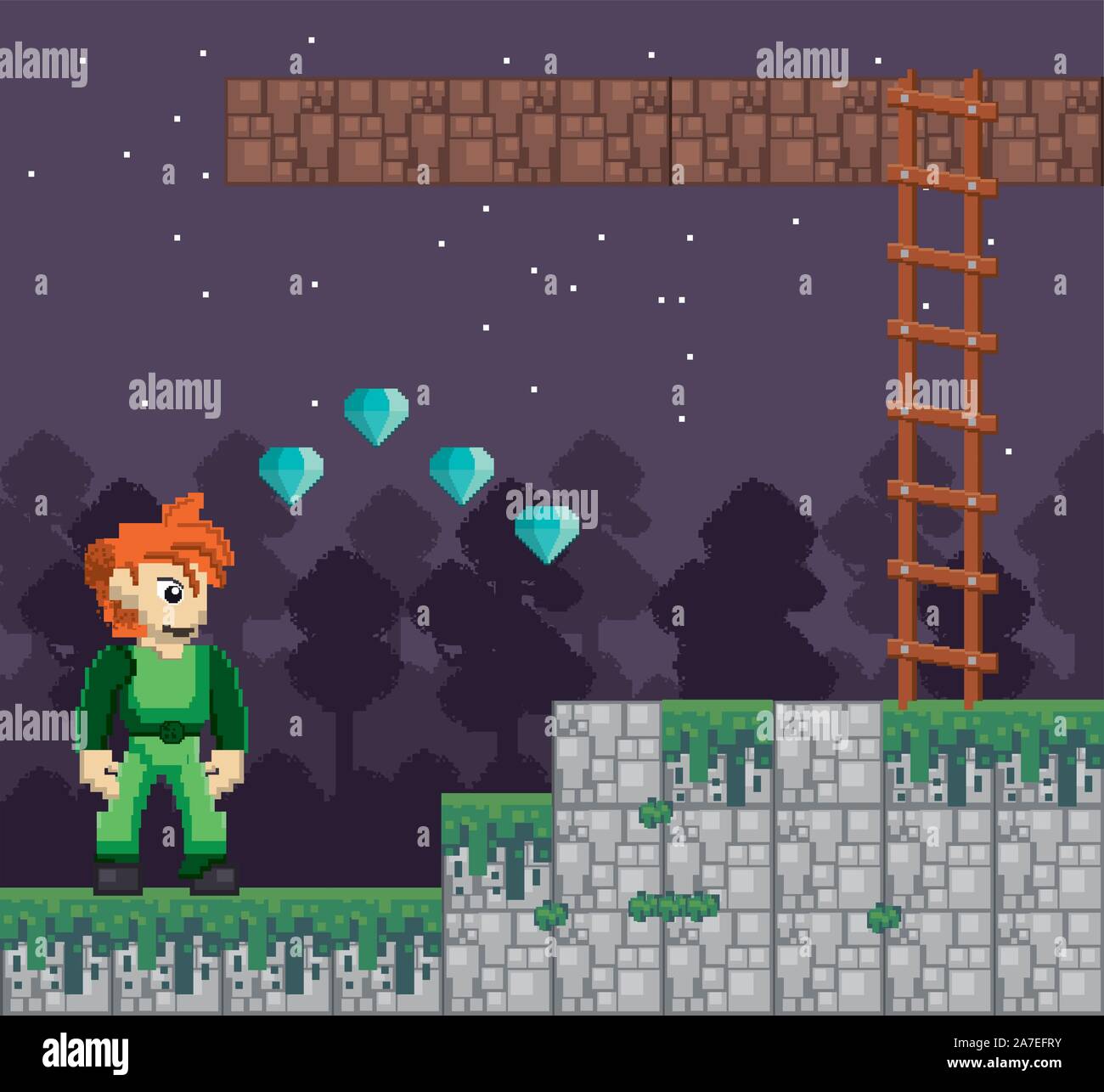 video game warriors in pixelated scene Stock Vector Image & Art - Alamy