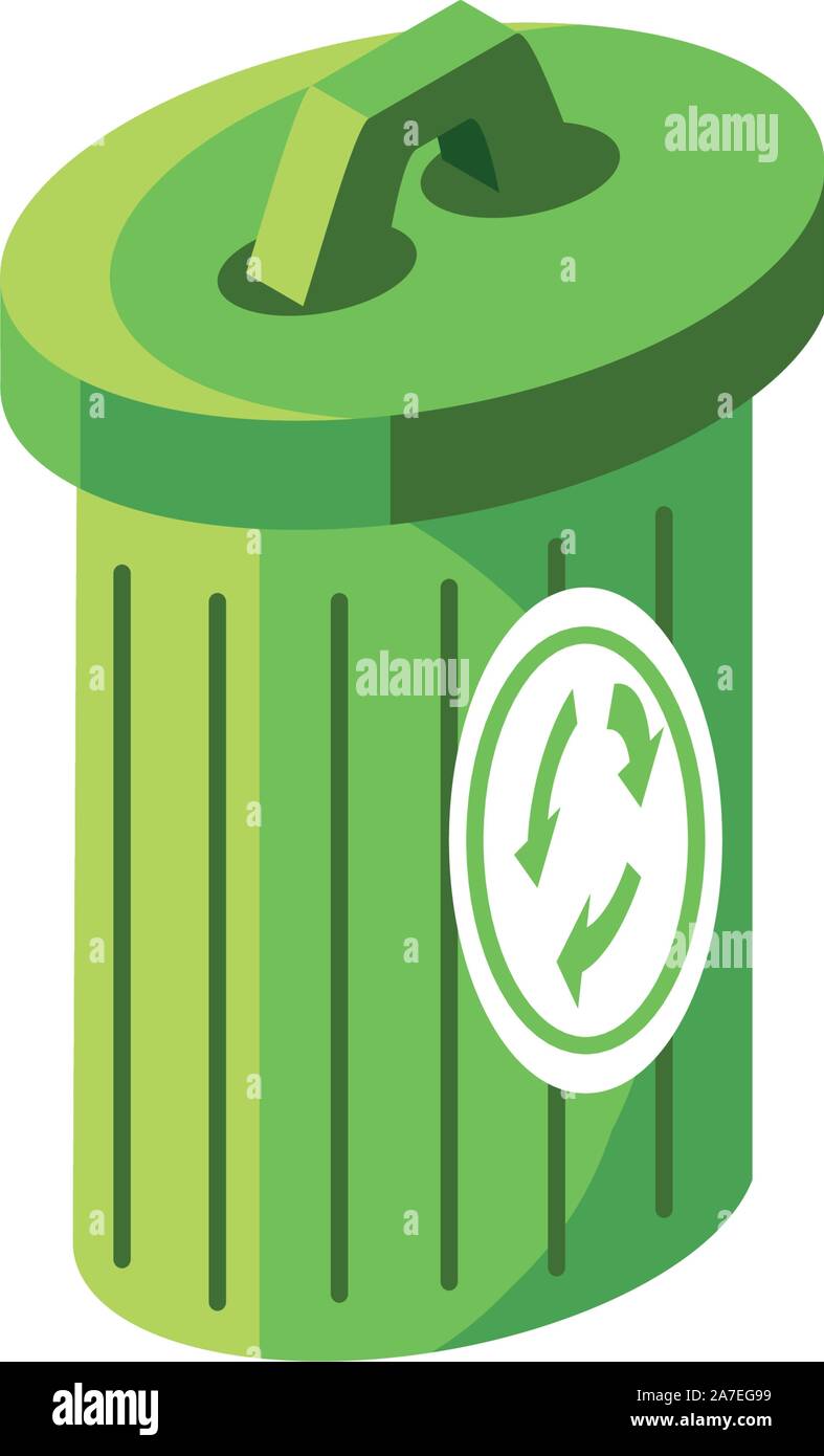 green recycling basket on white background vector illustration design ...