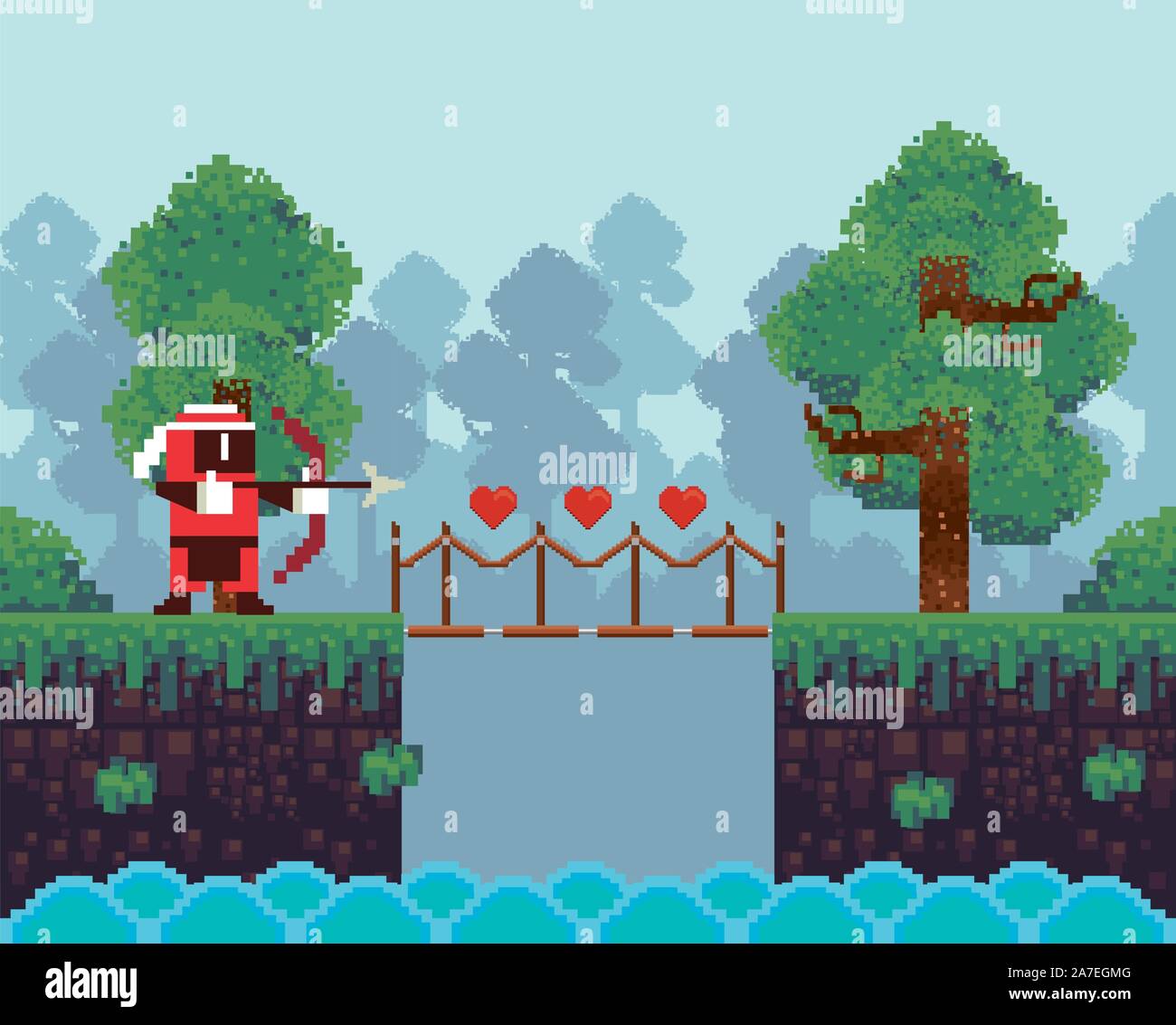 video game archery warrior in pixelated scene Stock Vector Image & Art ...