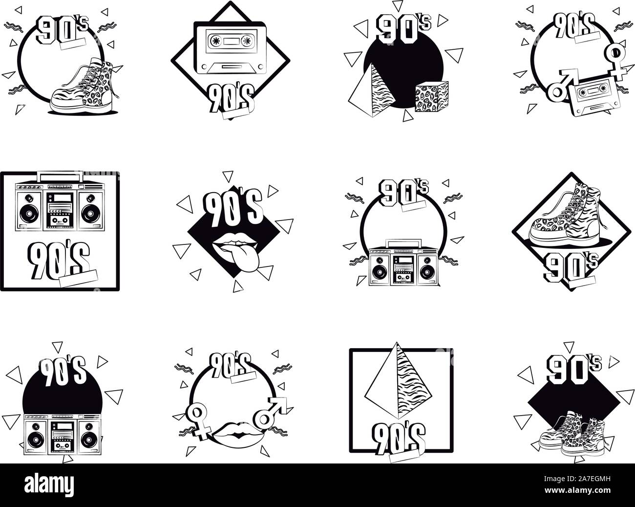 bundle of nineties set icons Stock Vector Image & Art - Alamy