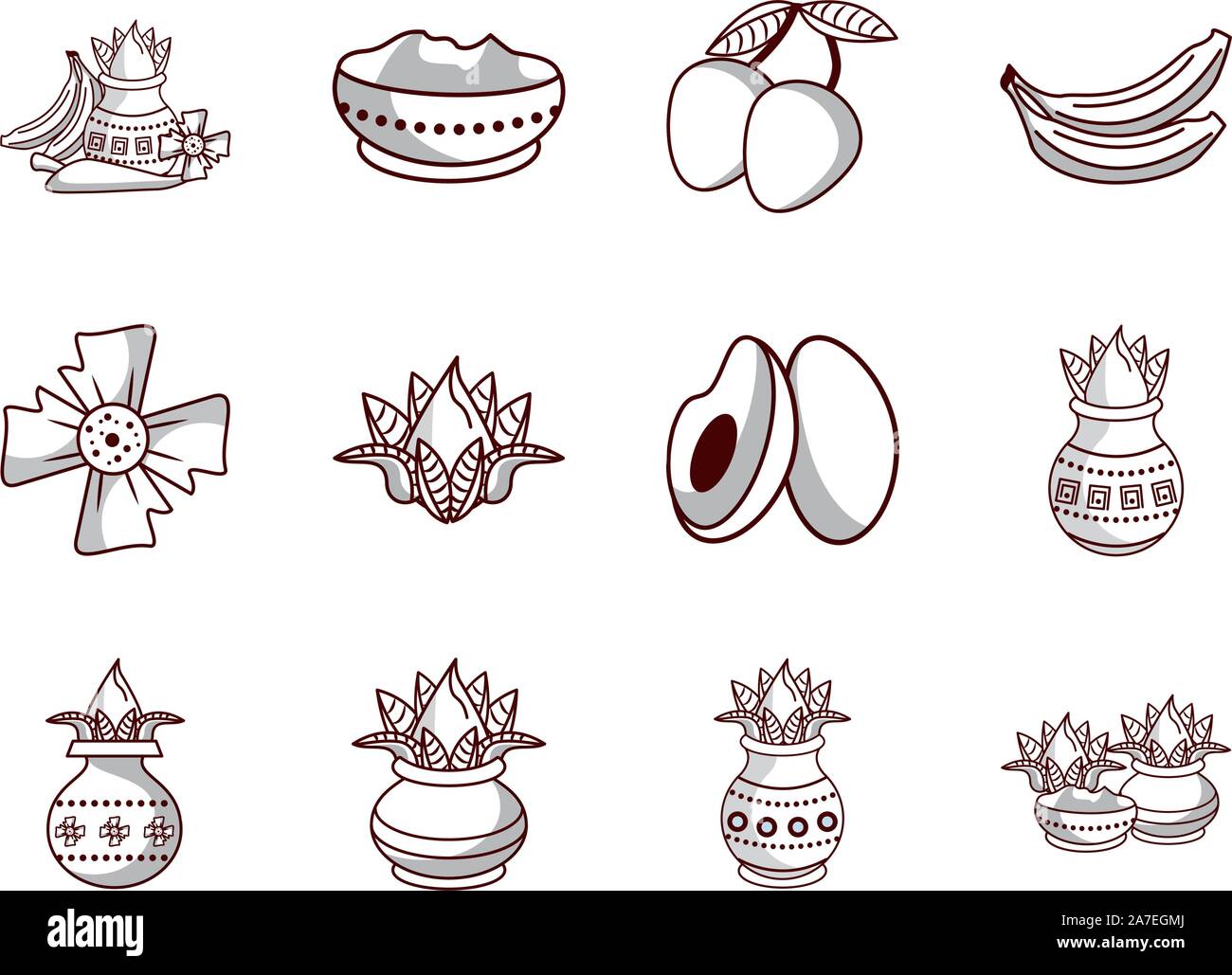 bundle of vegetables and diwali accessories Stock Vector Image & Art ...