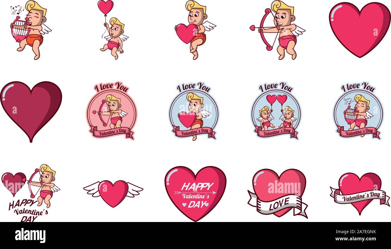 bundle of happy valentines day icons Stock Vector Image & Art - Alamy