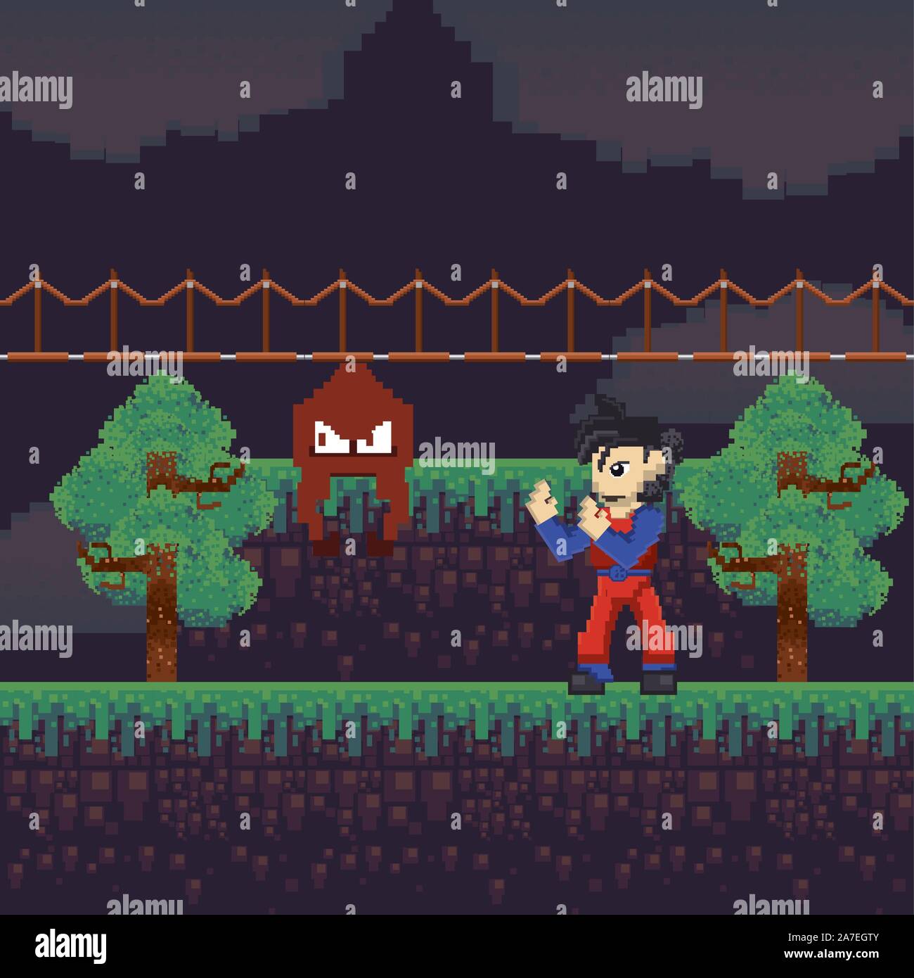 video game warrior in pixelated scene Stock Vector Image & Art - Alamy