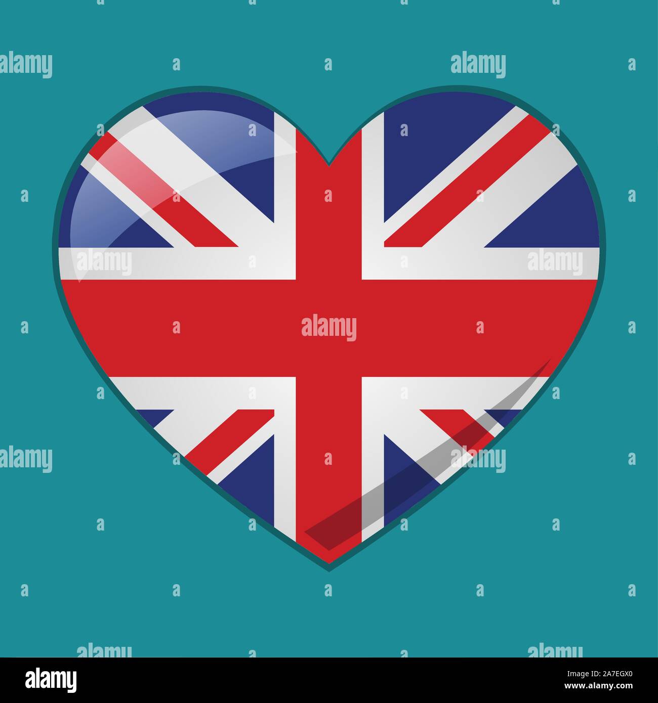 heart with united kingdom flag vector symbol illustration Stock Vector ...