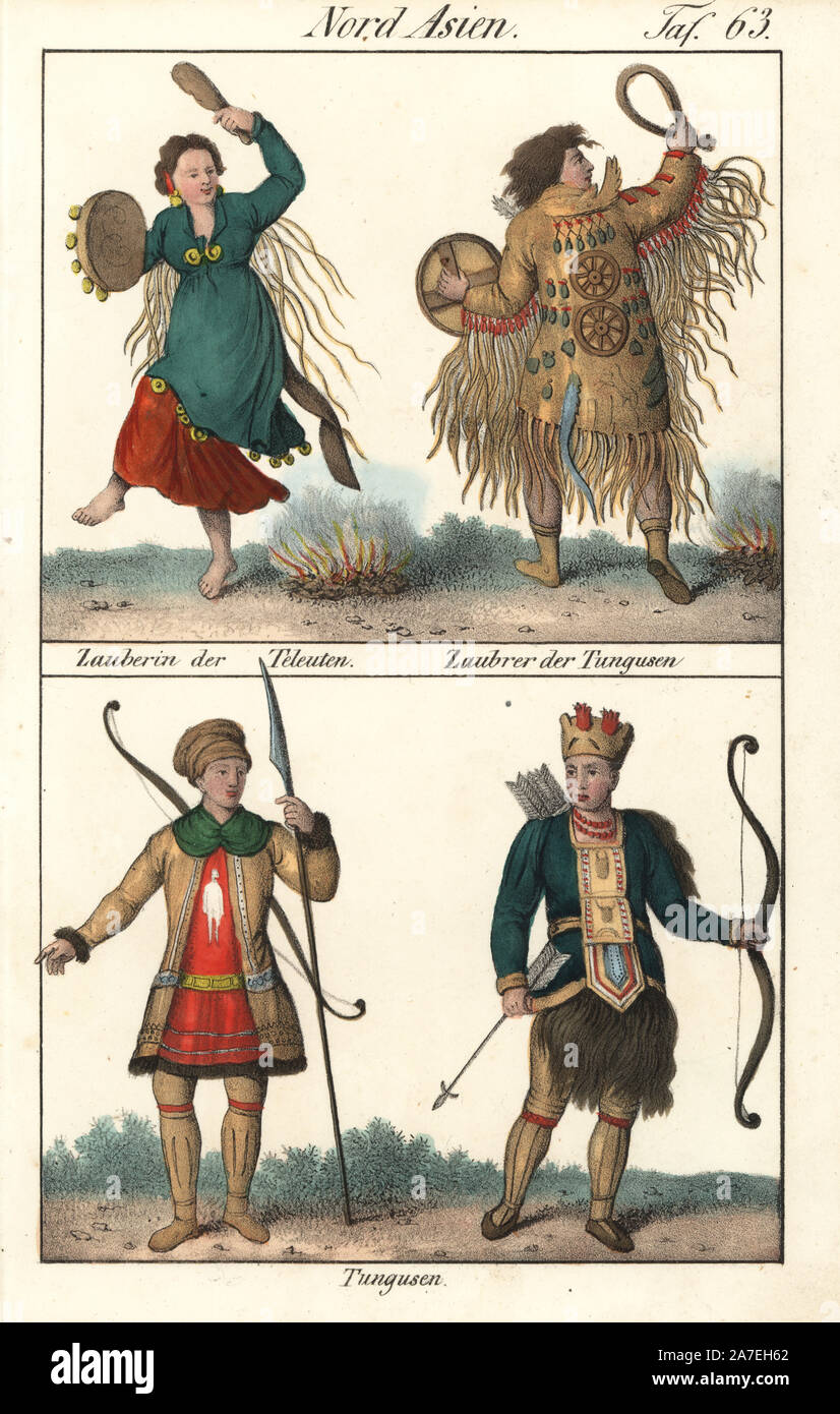 Female wizards of the Teleut and Tungus people of Siberia in ritual ...