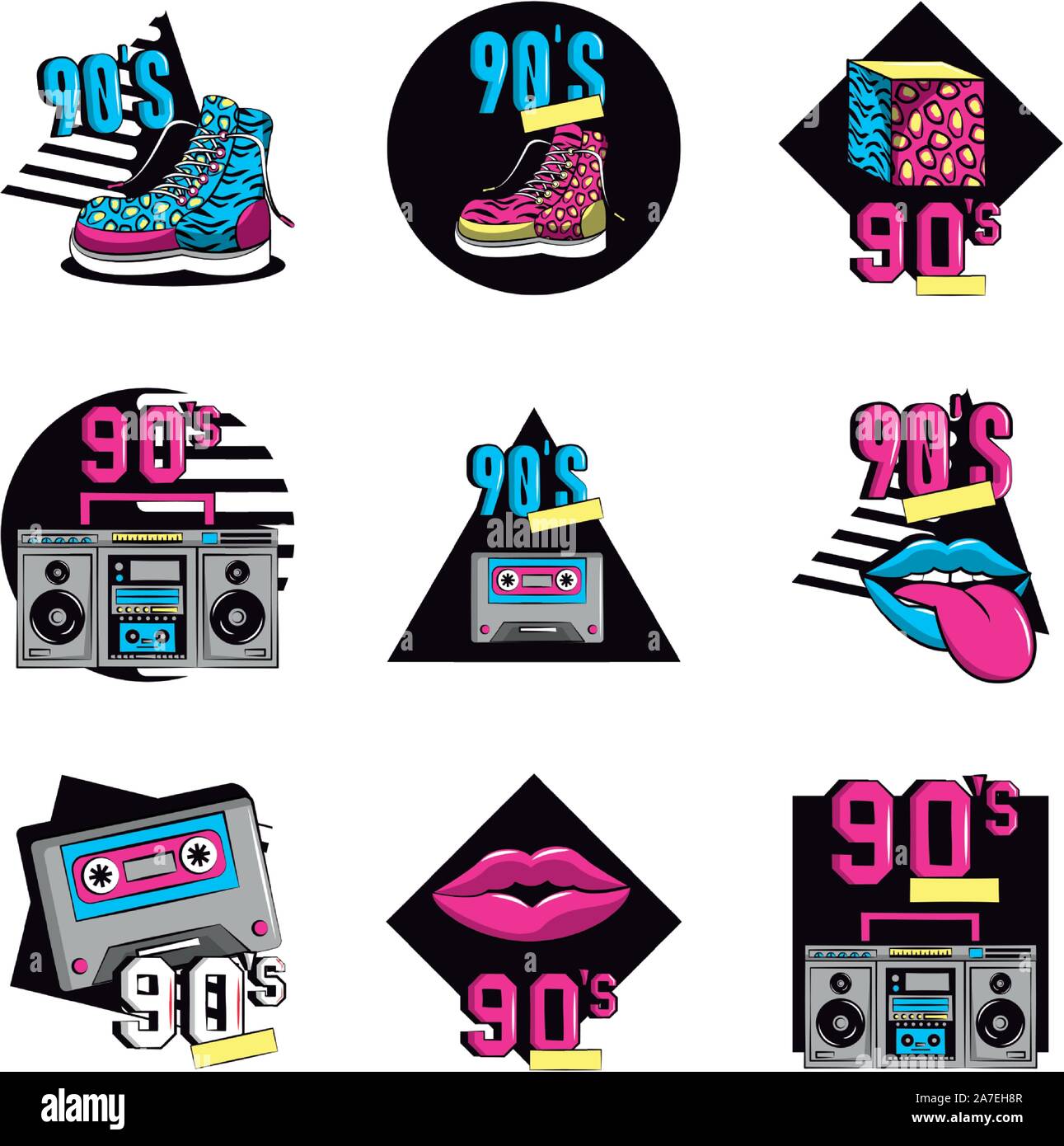 bundle of nineties set icons Stock Vector Image & Art - Alamy