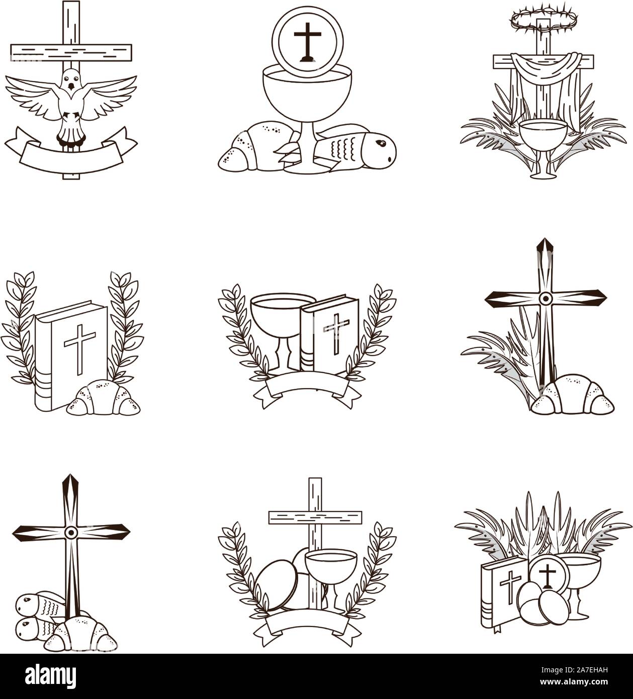 bundle of first communion set icons Stock Vector Image & Art - Alamy