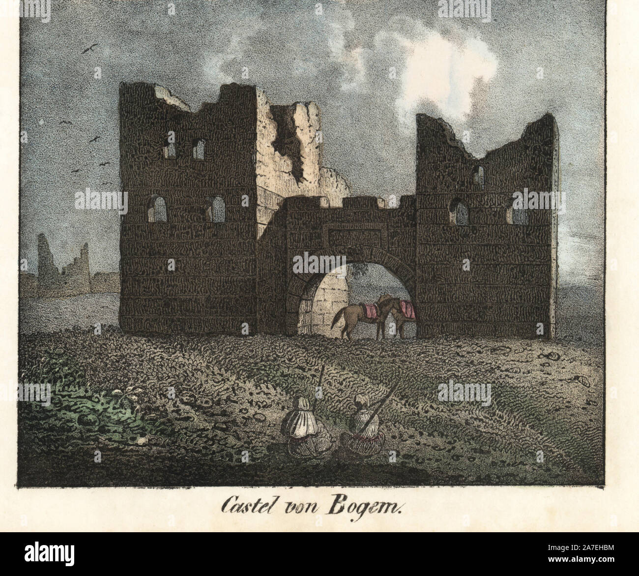 The castle of Bonjem (Bogem), Roman ruins in the Fezzan region of the ...