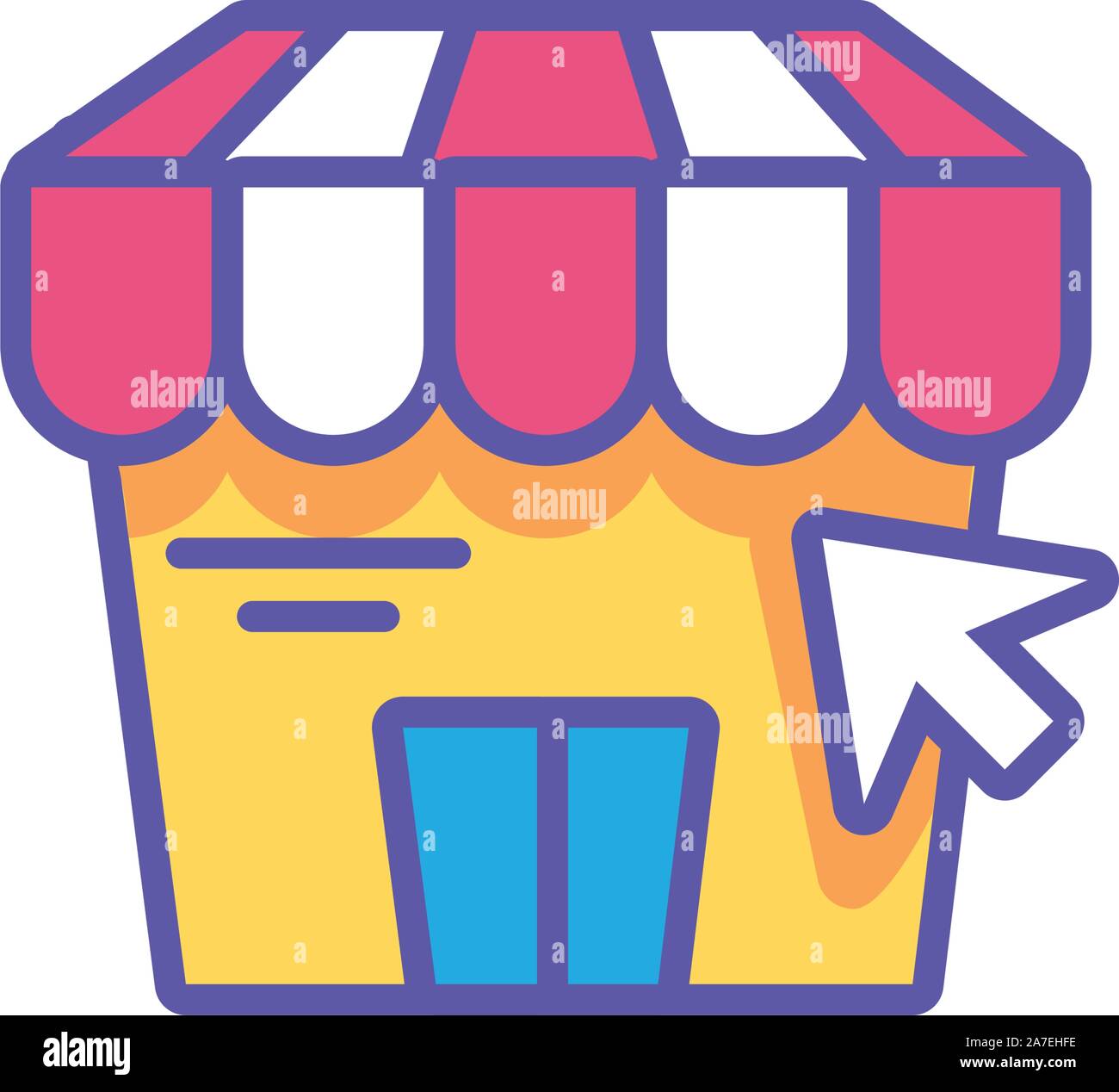 shop front with striped tent in white background vector illustration ...