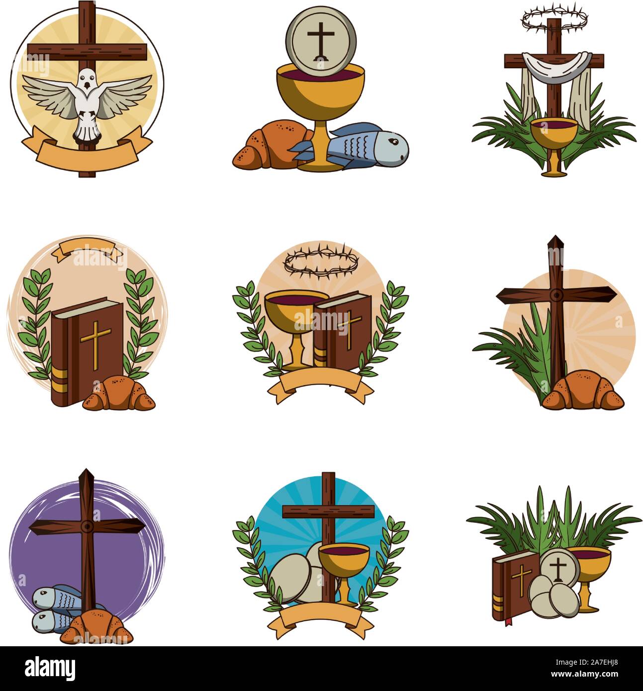 bundle of first communion set icons Stock Vector Image & Art - Alamy