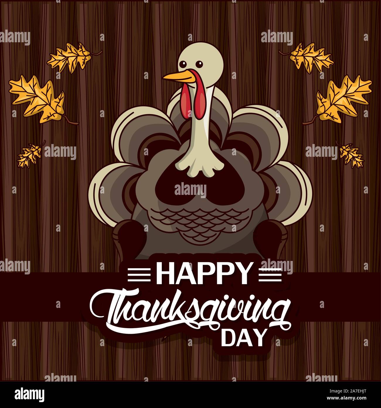 happy thanksgiving day card with turkey character Stock Vector Image ...