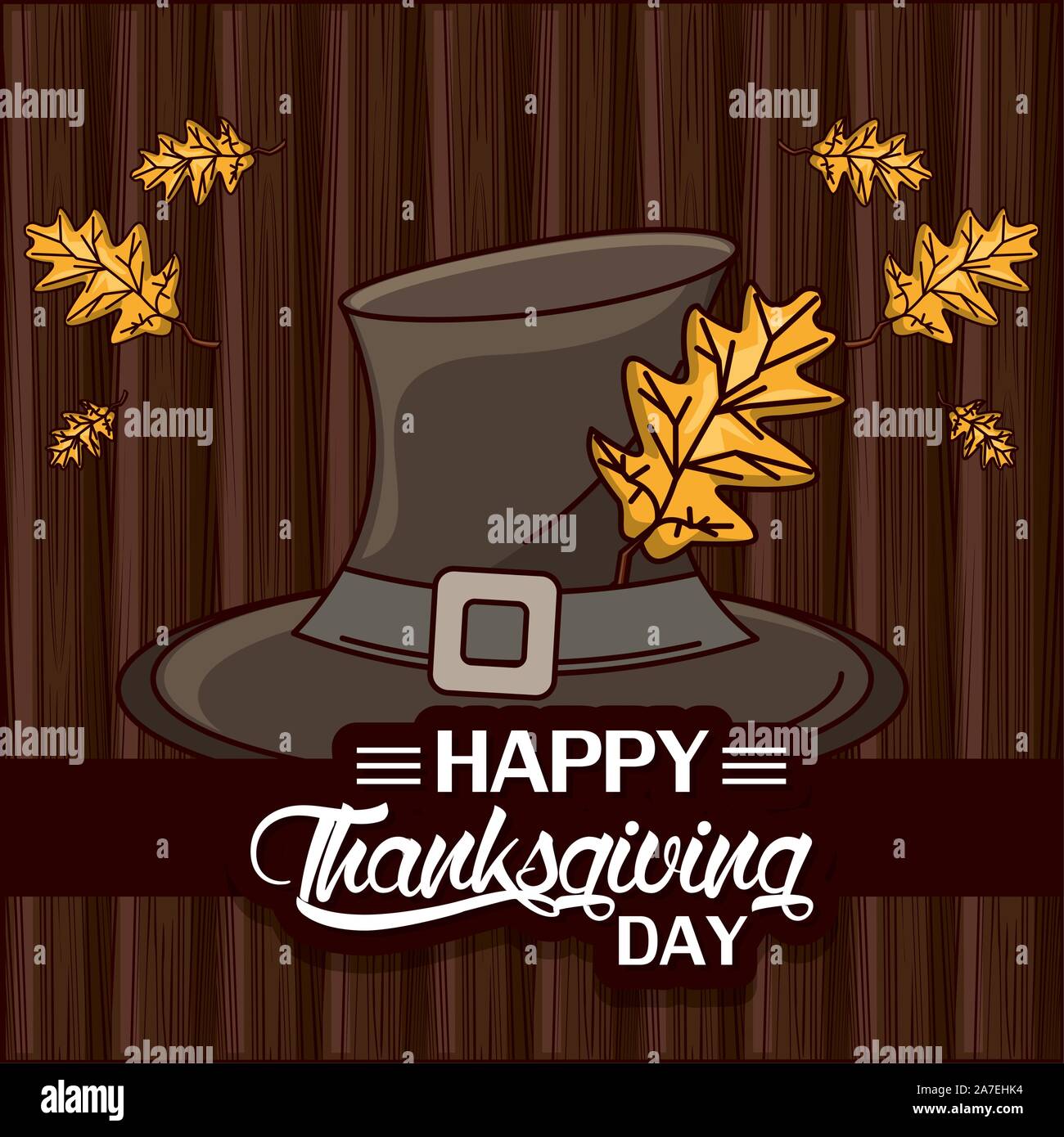 happy thanksgiving day card with pilgrim hat Stock Vector Image & Art ...