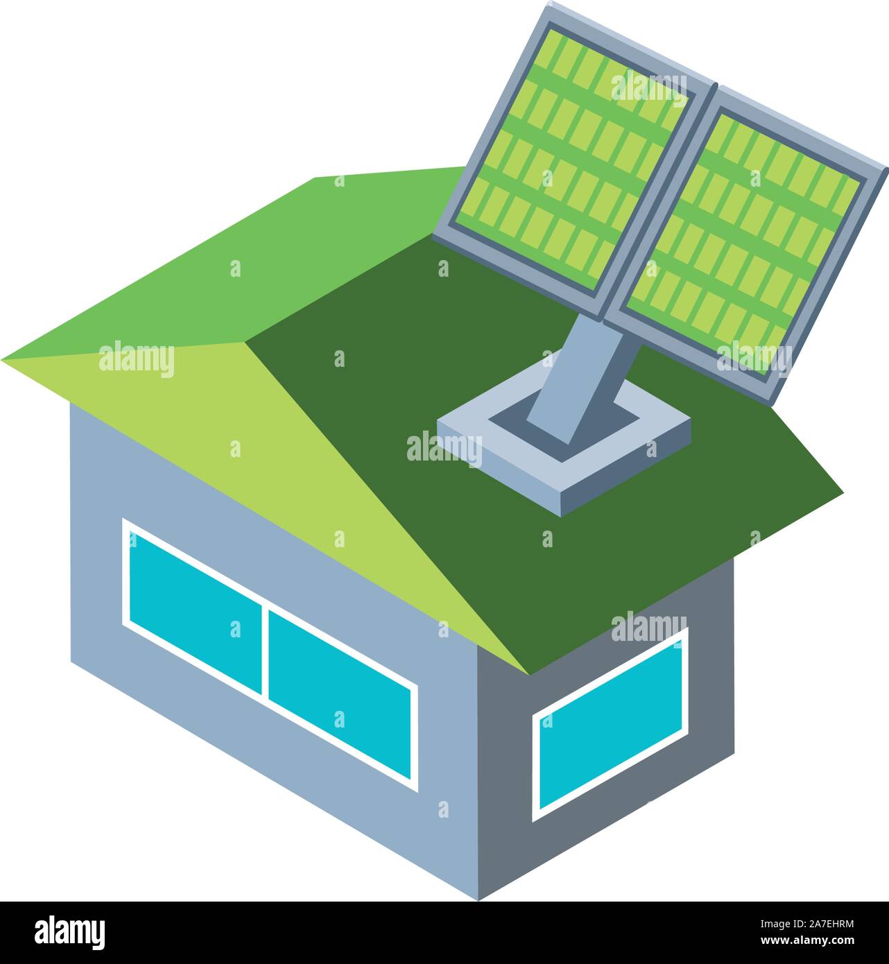 house building with solar panel on white background vector illustration ...