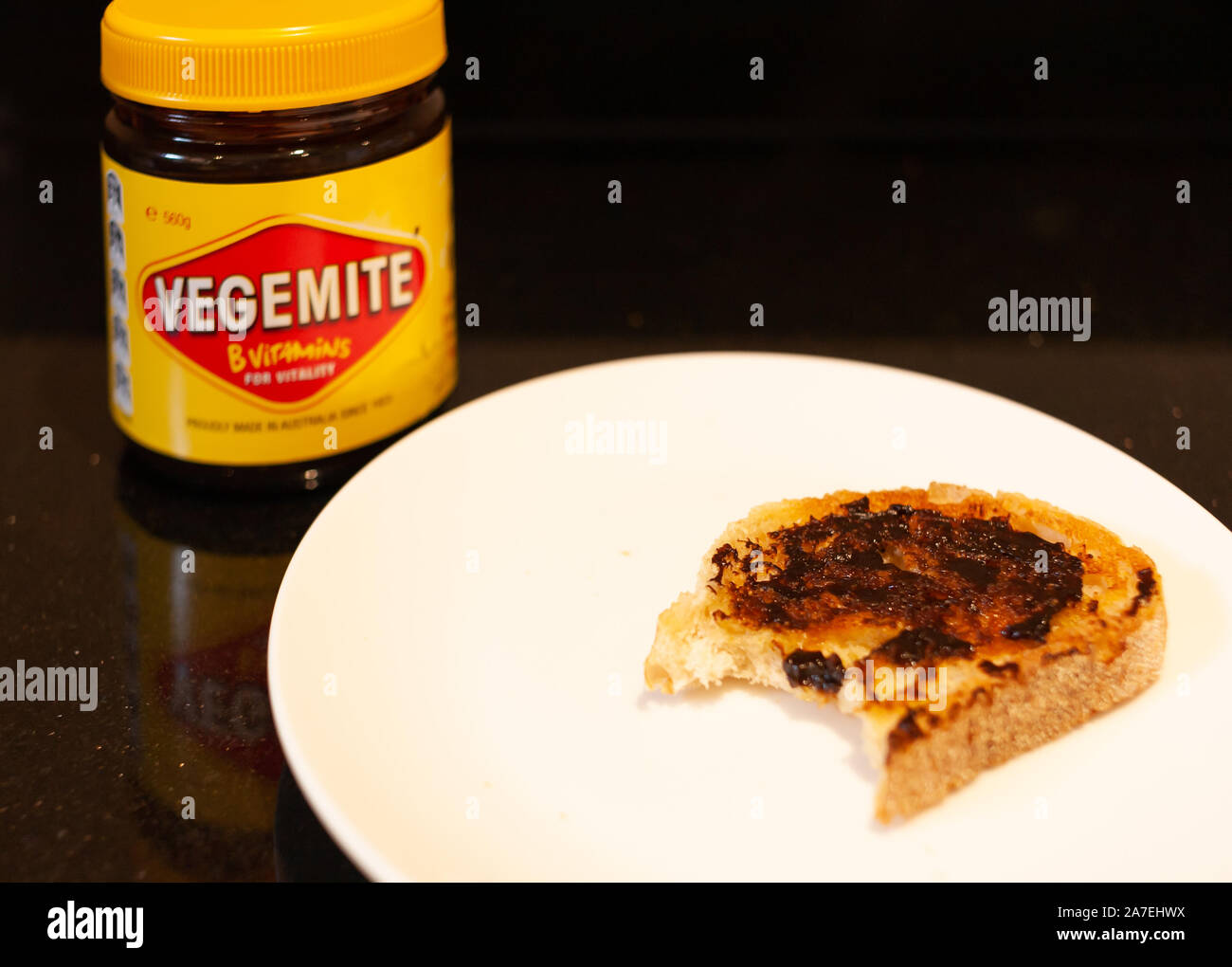 Sydney, Australia - November 2, 2019 - Vegemite and butter on sourdough ...