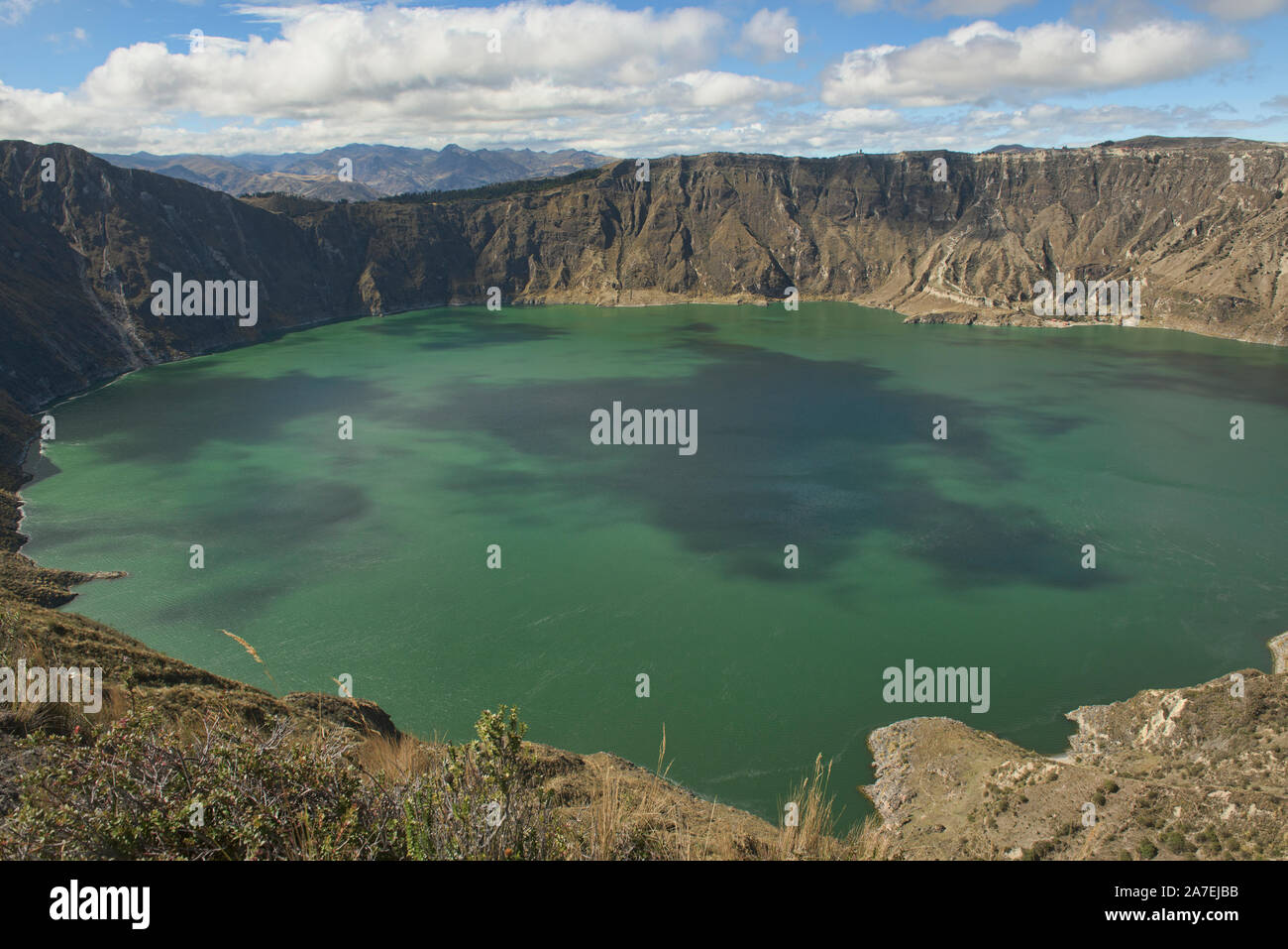 View from the crater rim of the magnificent Laguna Quilotoa, Ecuador ...