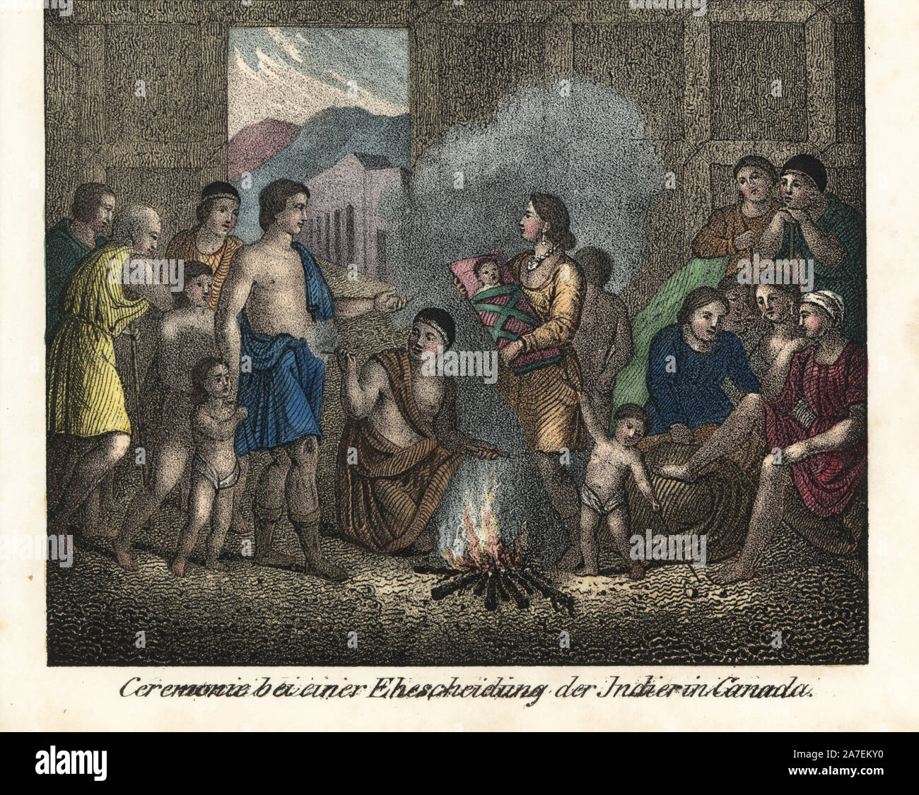 Divorce ceremony between natives of Canada: the bride with baby in ...