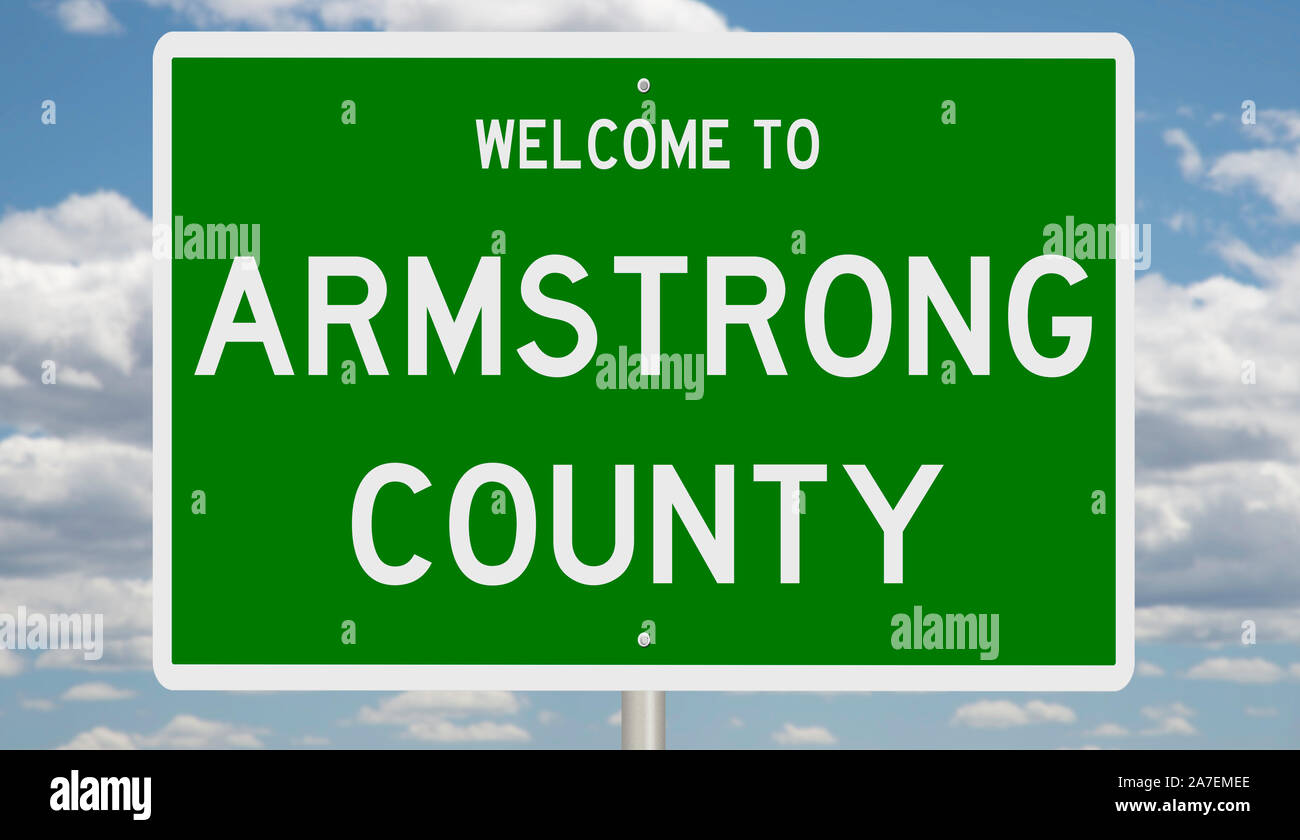 Rendering of a green 3d highway sign for Armstrong County Stock Photo ...
