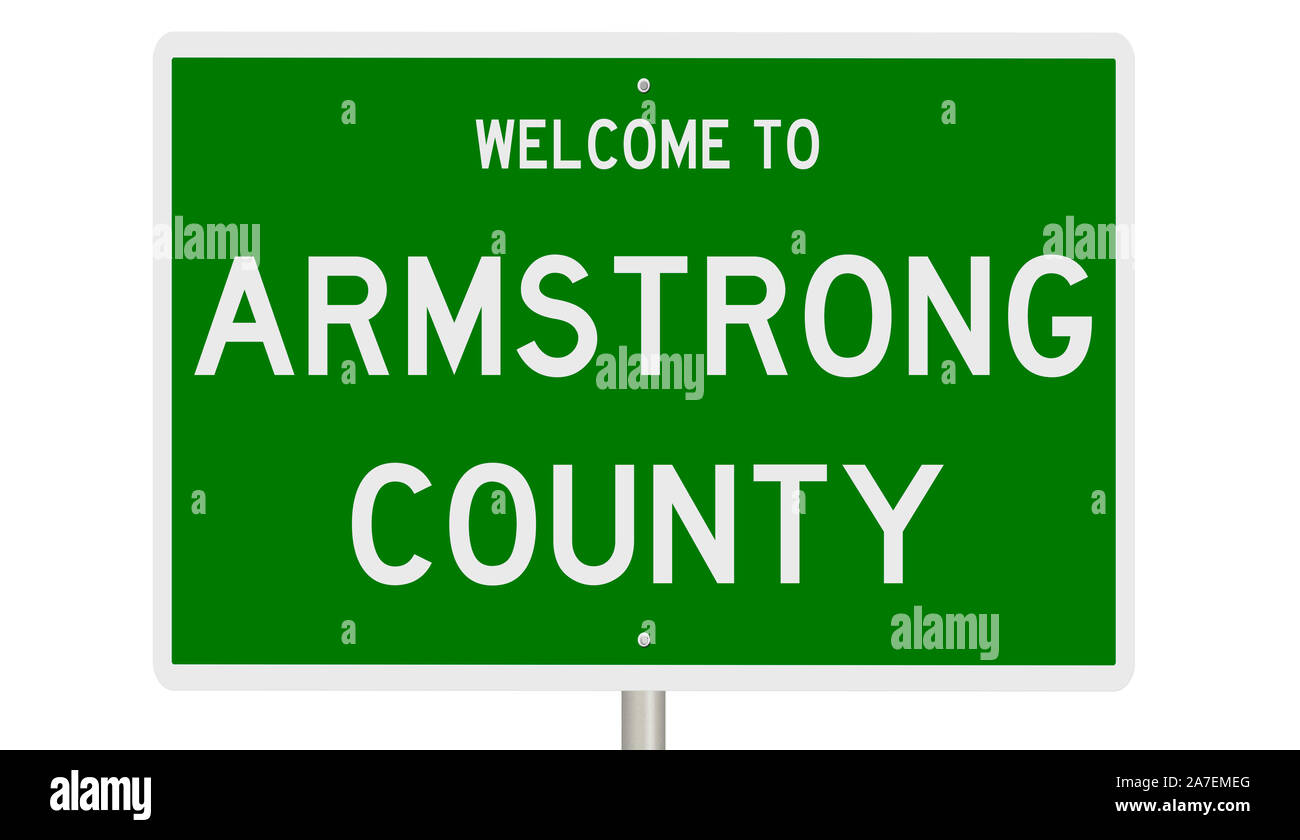 Rendering of a green 3d highway sign for Armstrong County Stock Photo ...