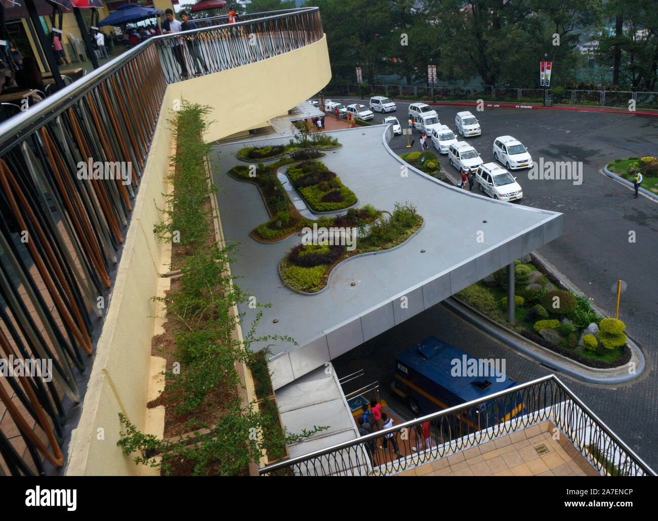 Terrace, small garden and outdoor of a shopping mall in Baguio ...