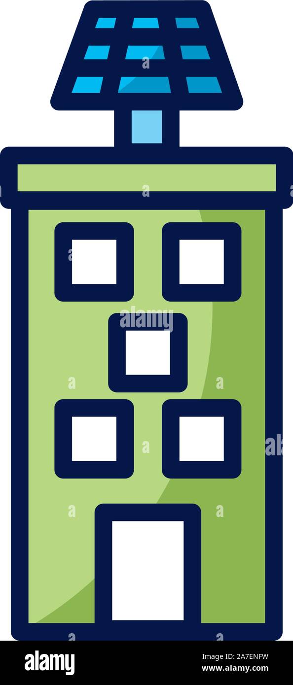 Isolated solar panel over building icon vector design Stock Vector ...
