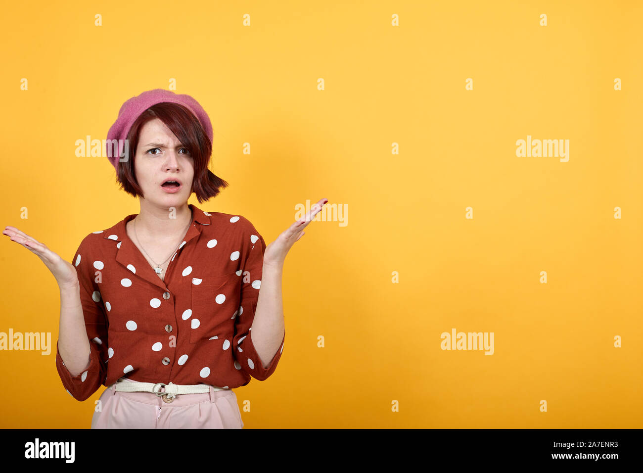 Young caucasian lady looking irritated and angry expressing negative ...