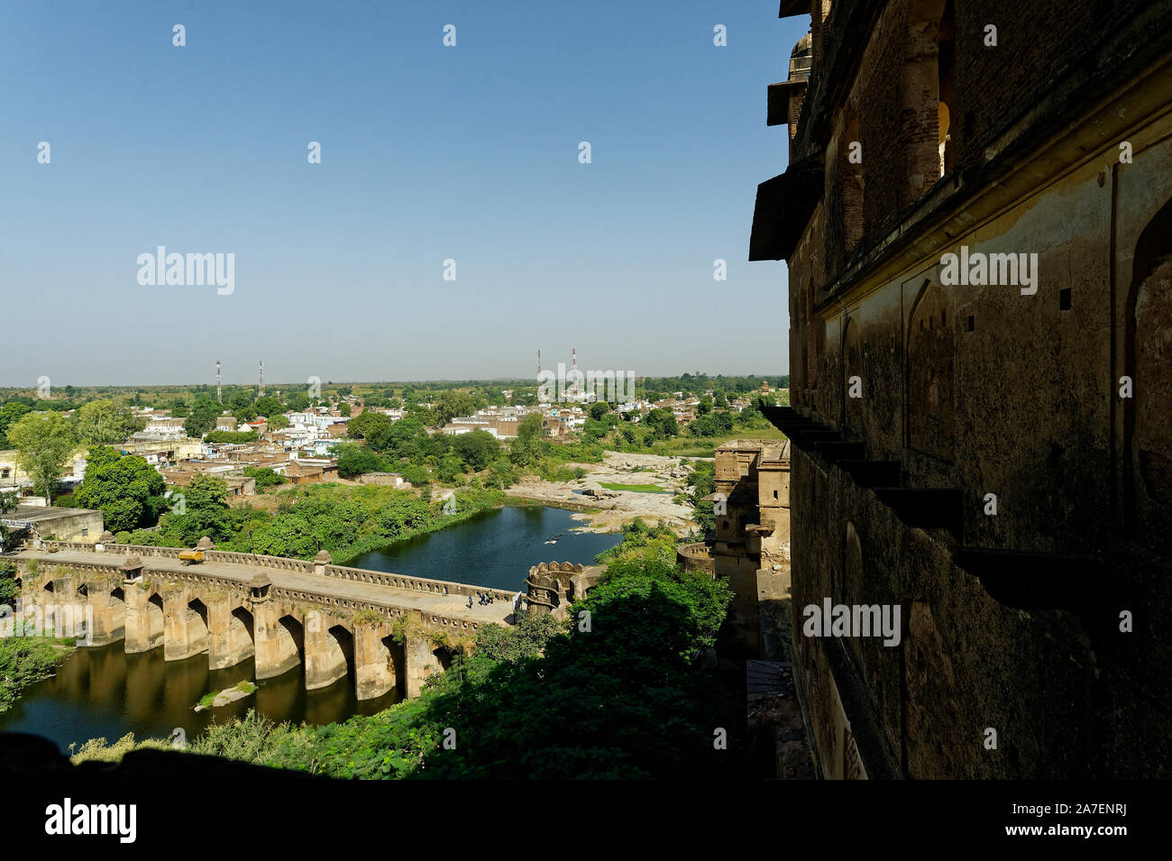 View of Orchha city and Betwa river from Palace window Stock Photo - Alamy